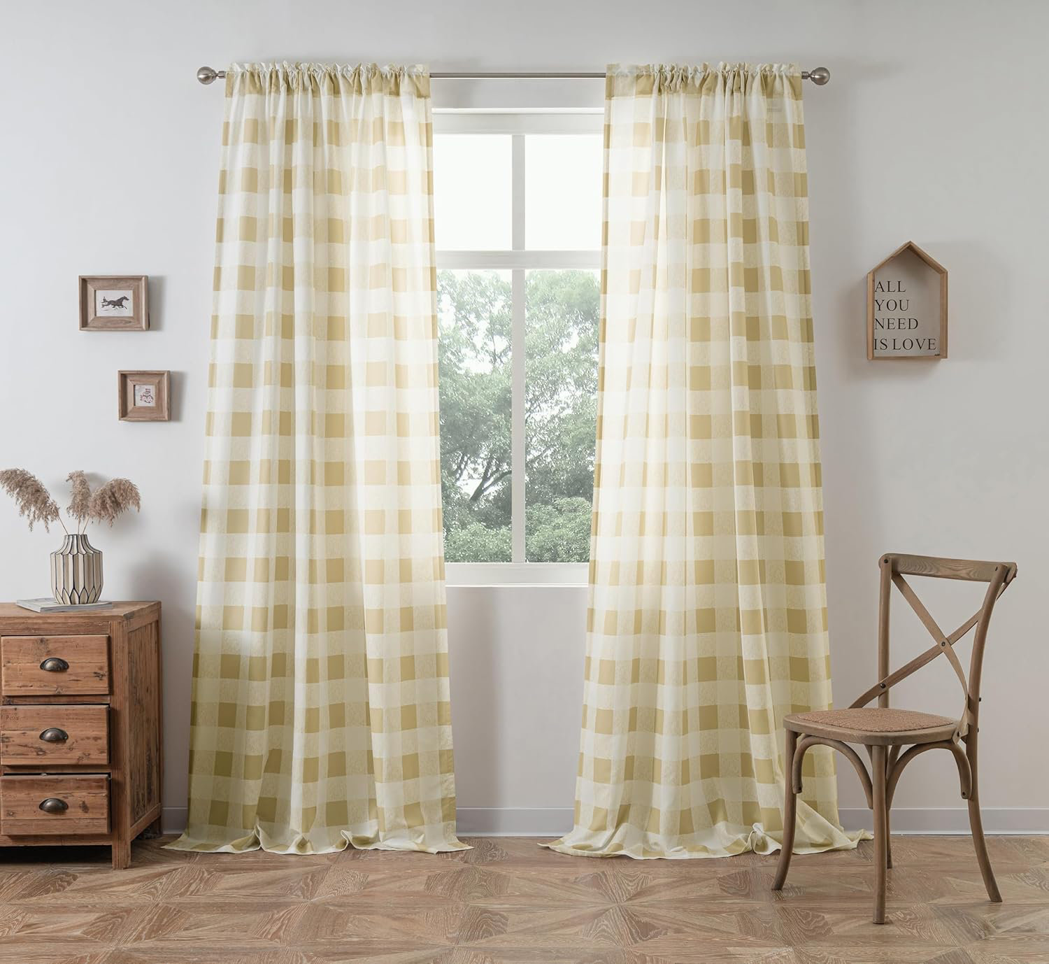 Gracie Oaks Chimnonso 4 Panels Buffalo Checkered Light Filtering Semi ...