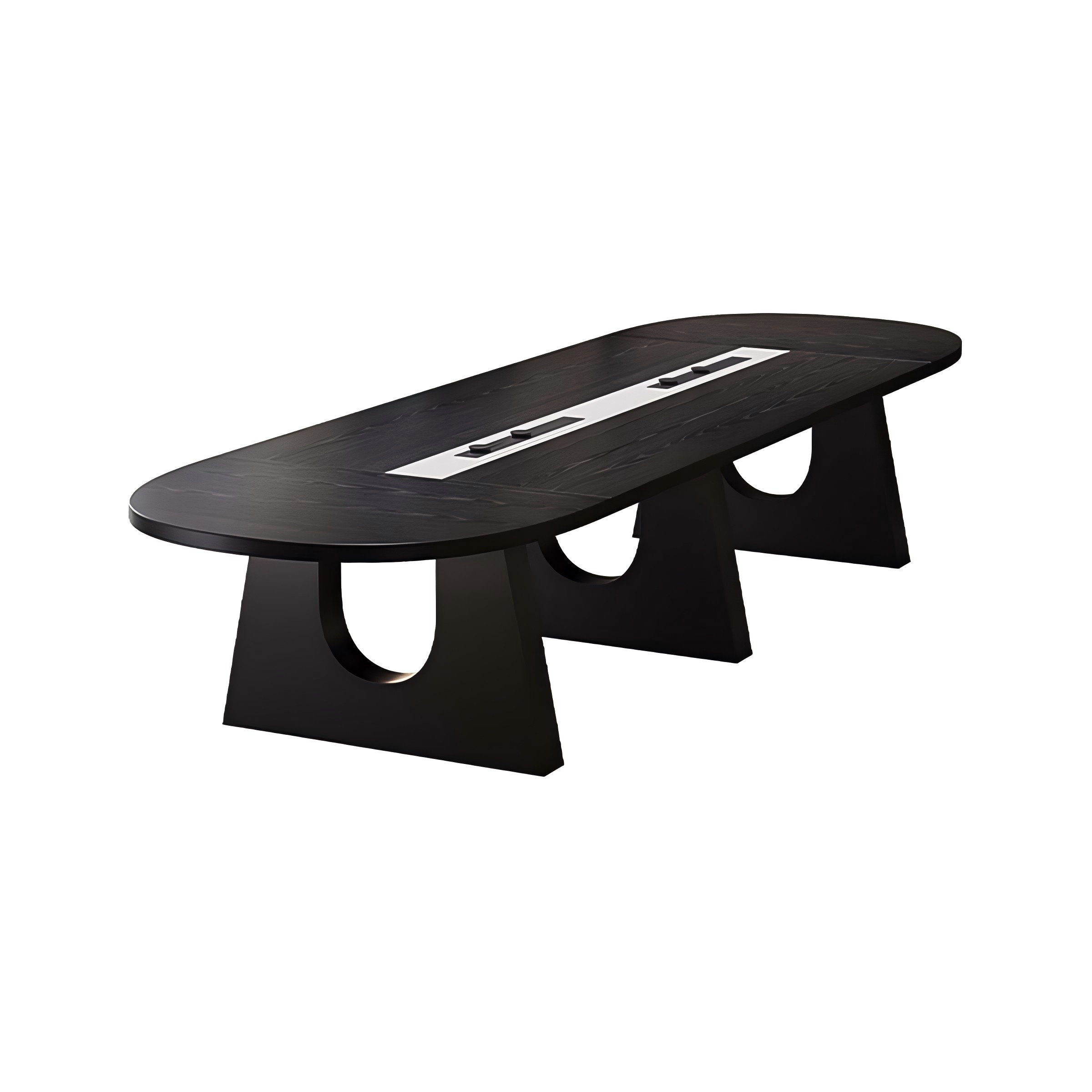 Brayden Studio Modern Minimalist Black Solid Wood Conference Table ...