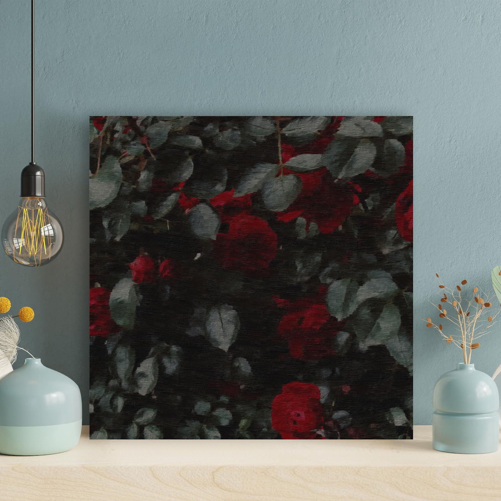 Latitude Run® Red Rose With Green Leaves - 1 Piece Rectangle Graphic ...