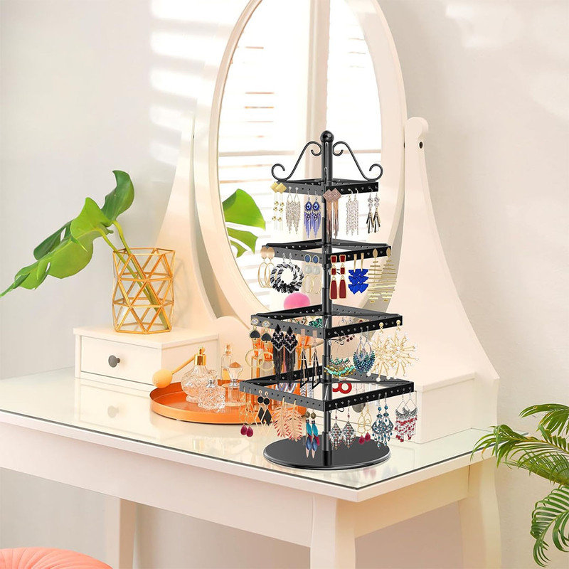 Winston Porter Kaylie 4 Tier Metal Rotating Earring Holder Organizer ...