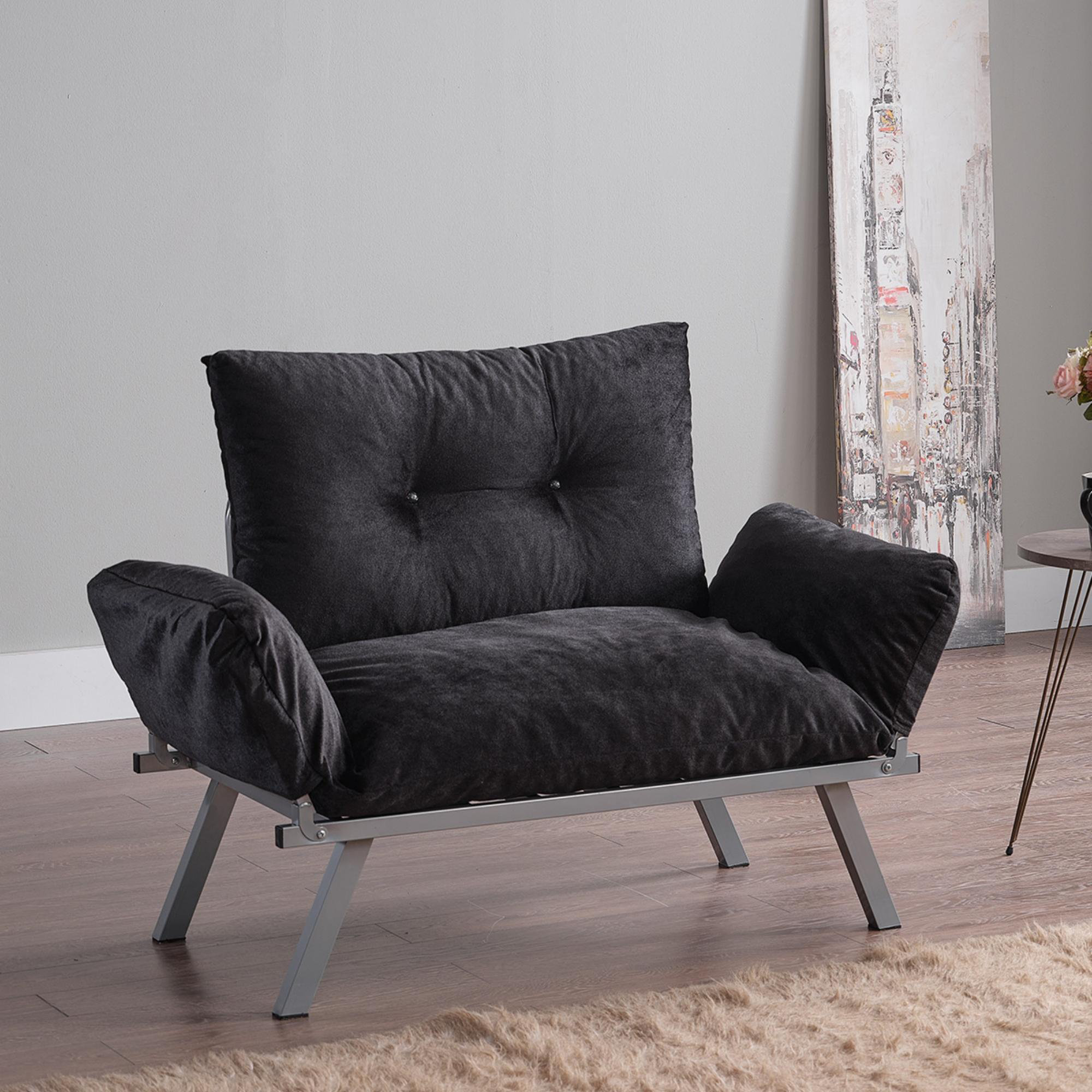 Ebern Designs Alora Metal Legs Futon Love seat | Wayfair