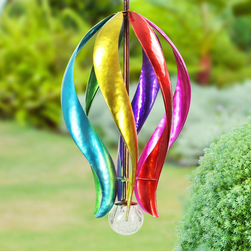 Exhart Art-In-Motion Hanging Helix Spinner with Glass Crackle Ball ...
