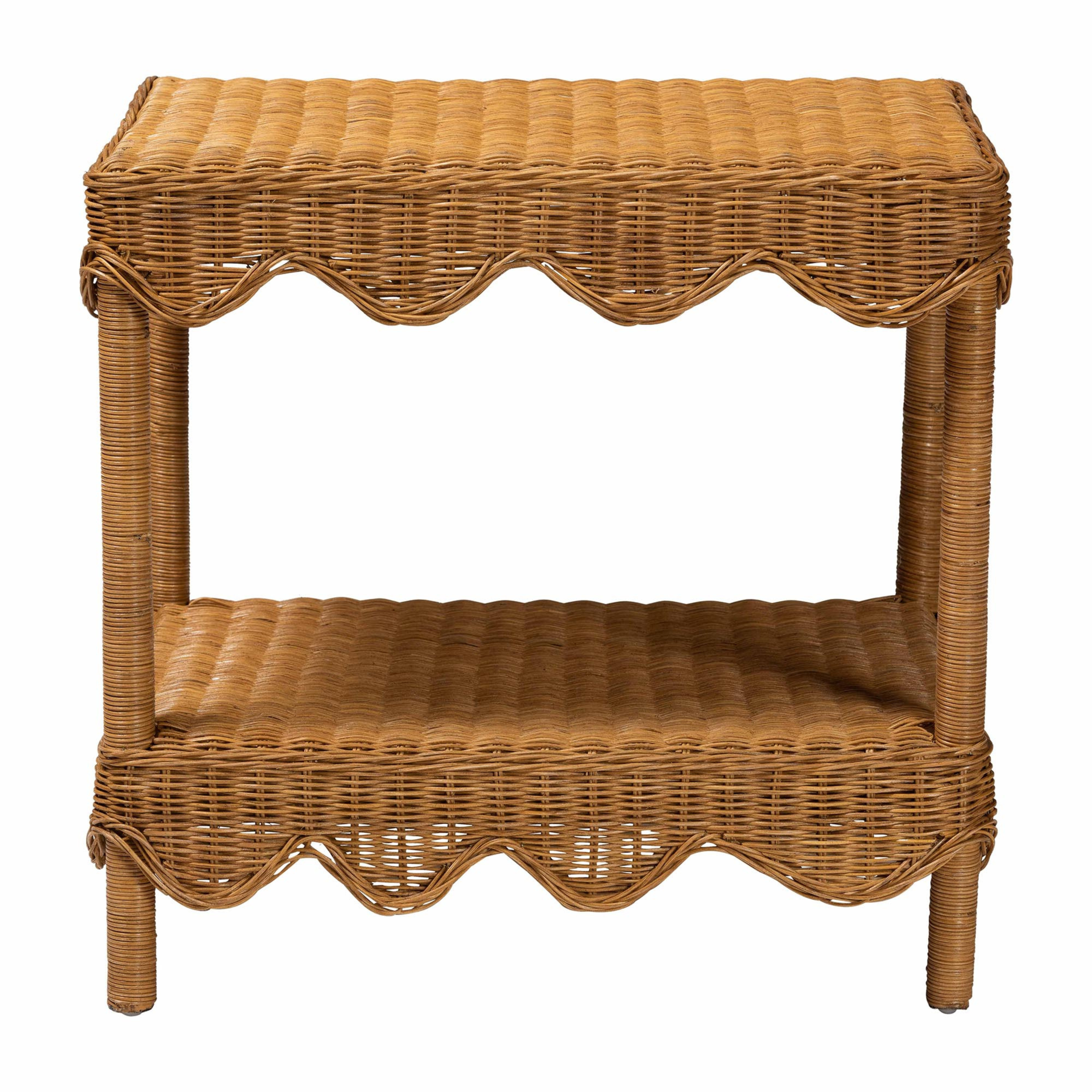Bay Isle Home™ Kaden Honey Scalloped Rattan Side Table in Bohemian ...