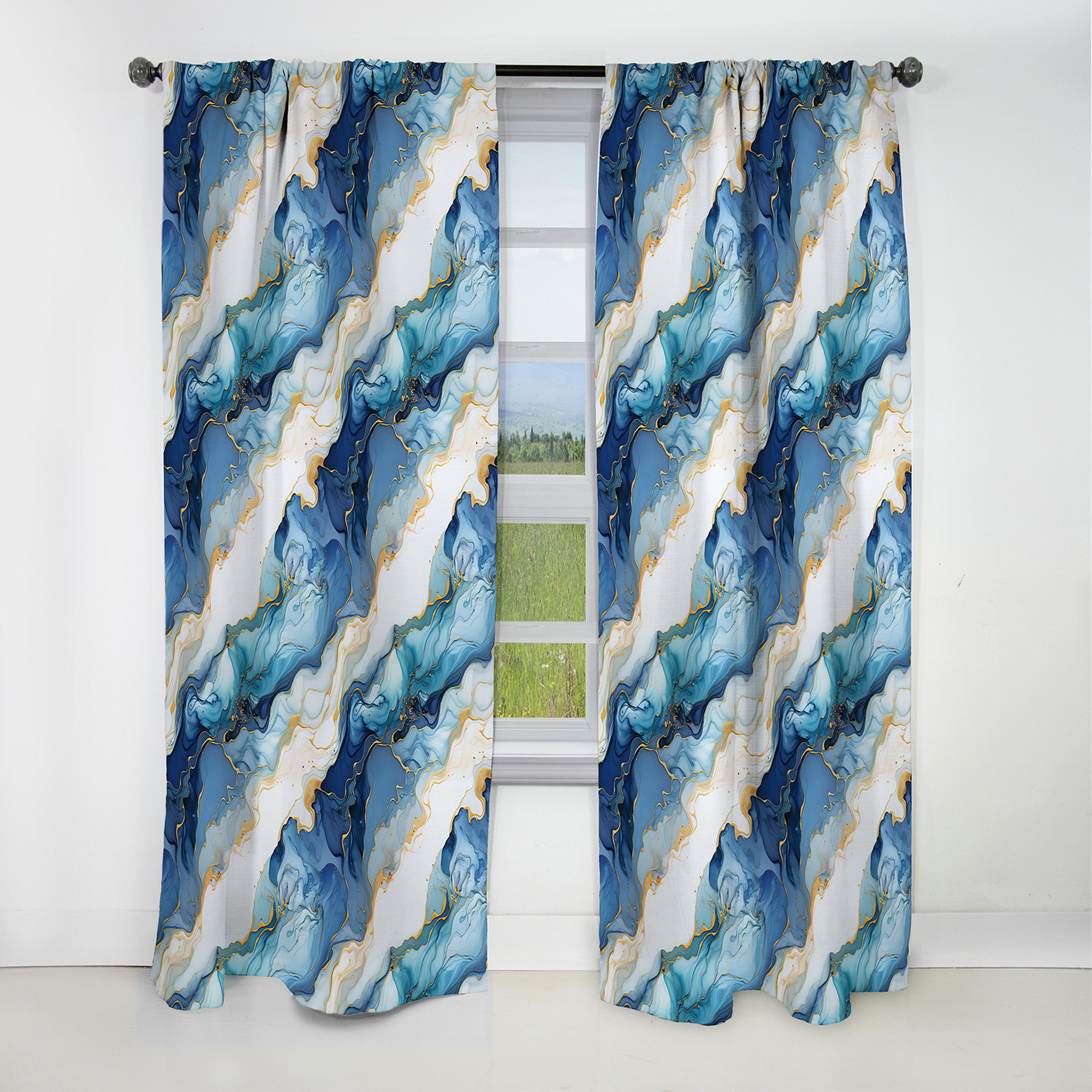 Design Art Coastal Blue Elegant Marble Shore II - Abstract Marble ...
