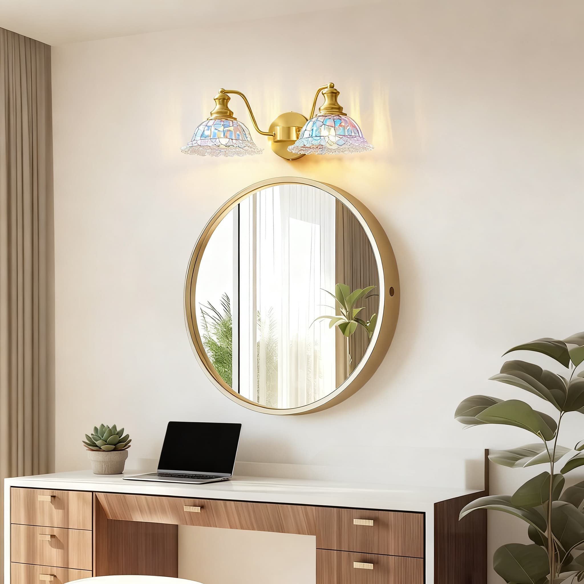House of Hampton® Art Deco Vanity Light Fixture With Iridescent Rainbow ...
