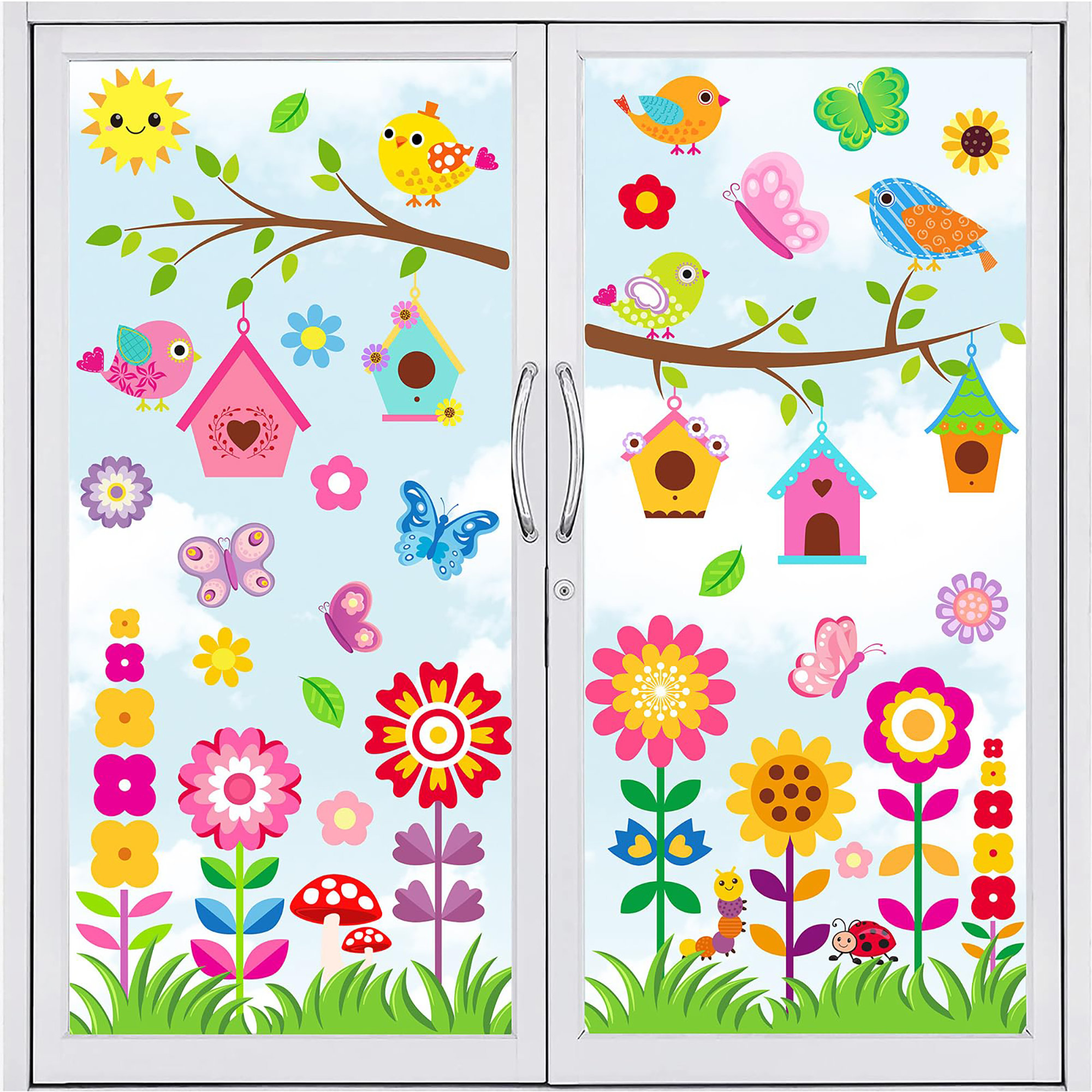 Dakota Fields Multicolor Spring Flower Window Clings | Wayfair