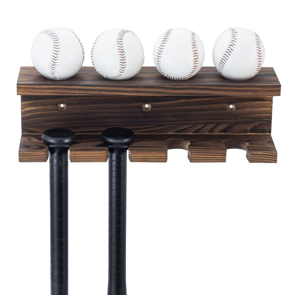 Arlmont & Co. Shoham Wood Wall Baseball Bat Sport Storage Rack ...