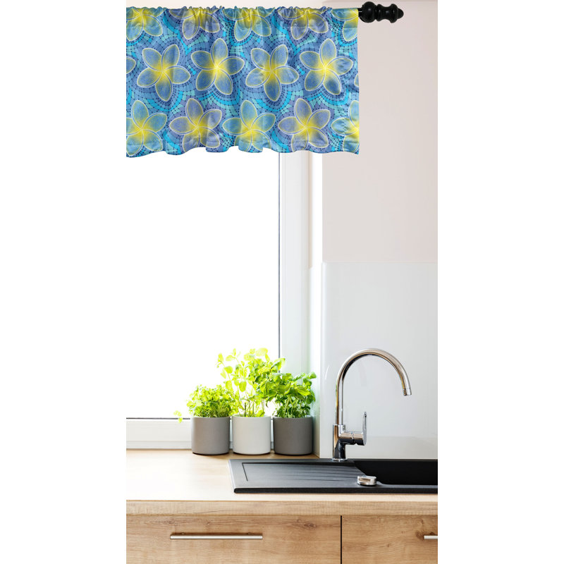 Ambesonne Floral Yellow Valance Pack of 2 Mosaic Plumeria Petal Sky ...