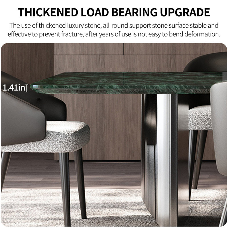 ALLNICEDT Modern luxury rectangular marble dining table set | Wayfair