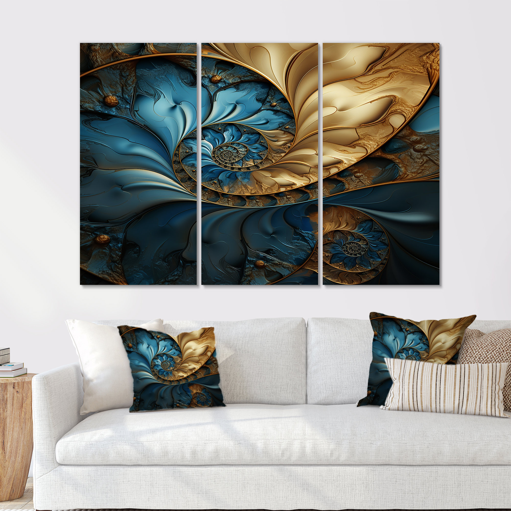 Brayden Studio Warm Gold Deep Ocean Fractal - Fractals Wall Art Print ...