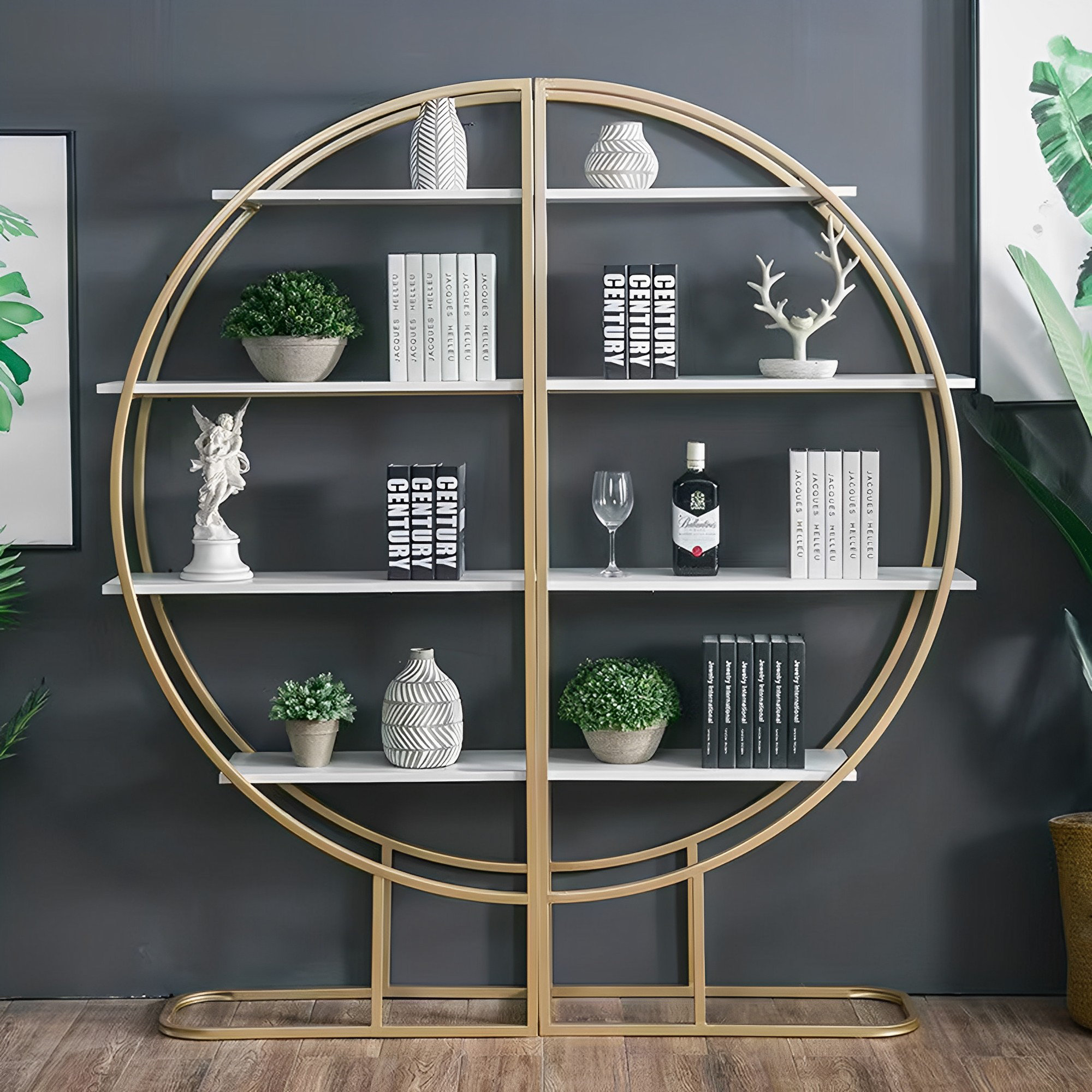 Mercer41 Khamir 51" H x 47" W Steel Etagere Bookcase - Wayfair Canada