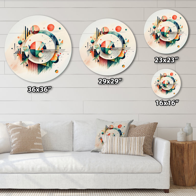 Ivy Bronx Multi-Color Geometric Art - Abstract Geometric Round Wall Art ...