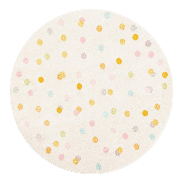 Unique Loom Polka Dots Machine Woven / Power Loomed Polypropylene Rug ...