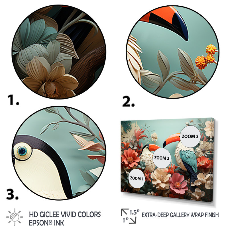 Bay Isle Home™ Blue And Pink Tropics Toucan Collage I - Toucan ...