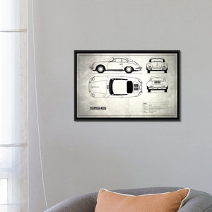 East Urban Home 'Porsche 356 C' Graphic Art Print on Canvas in Vintage ...