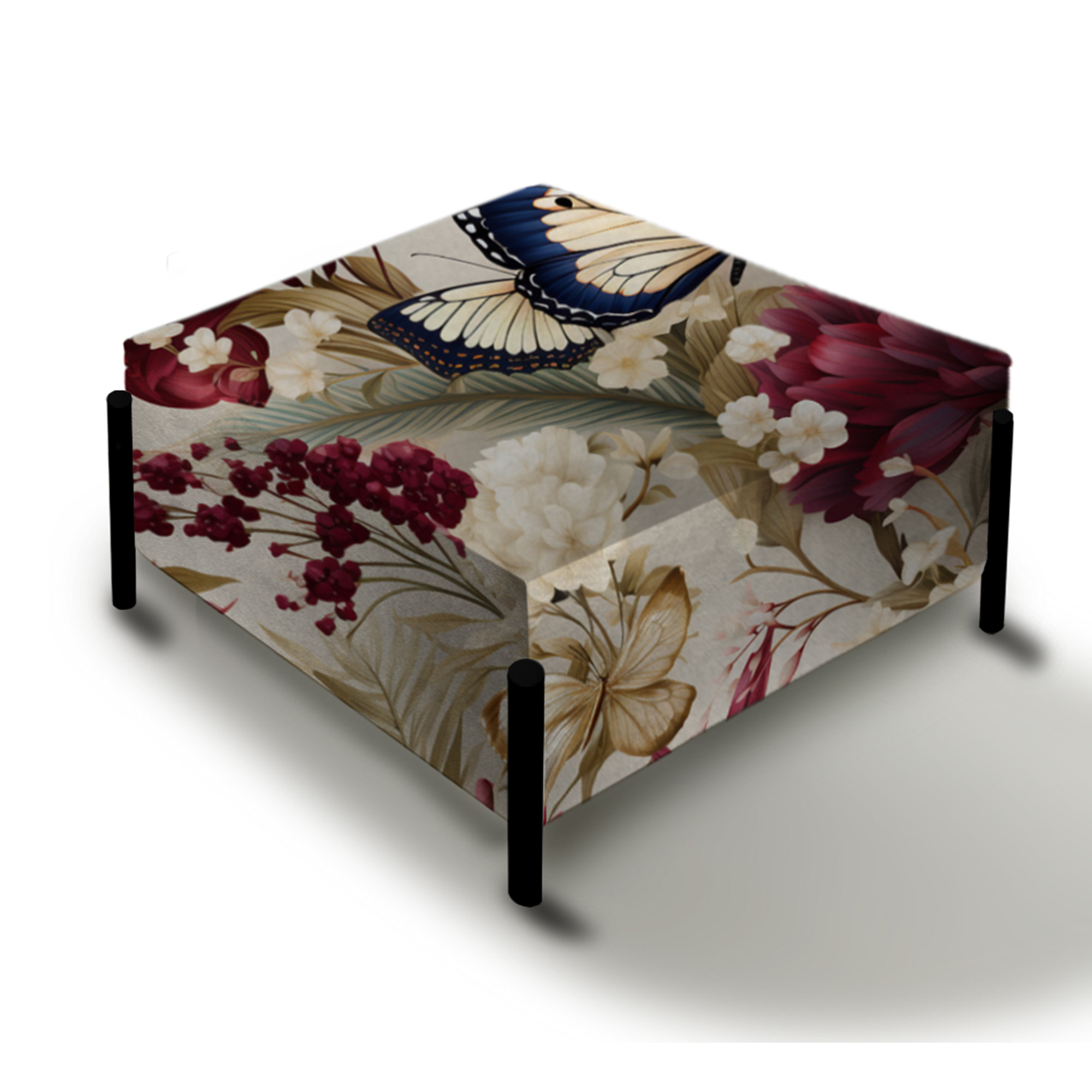 Design Art Papillon Patterns - Animal Print Large Square Ottoman | Wayfair