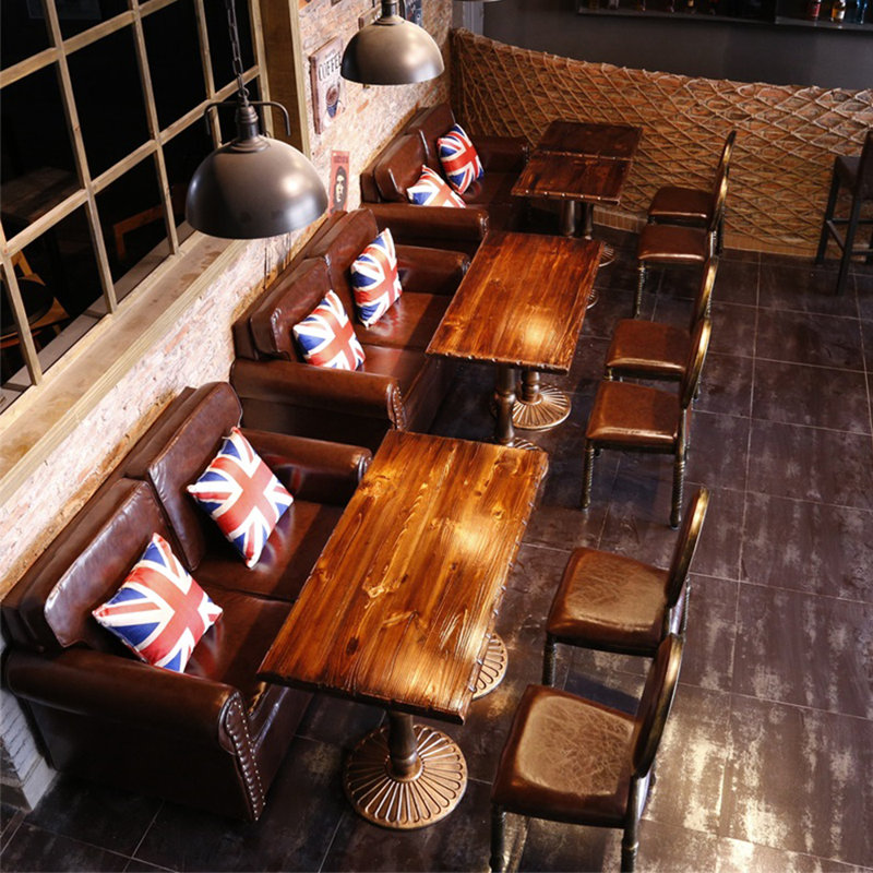 Visual card holder Western Restaurant Bistro Bar Cafe Retro Bench Faux ...