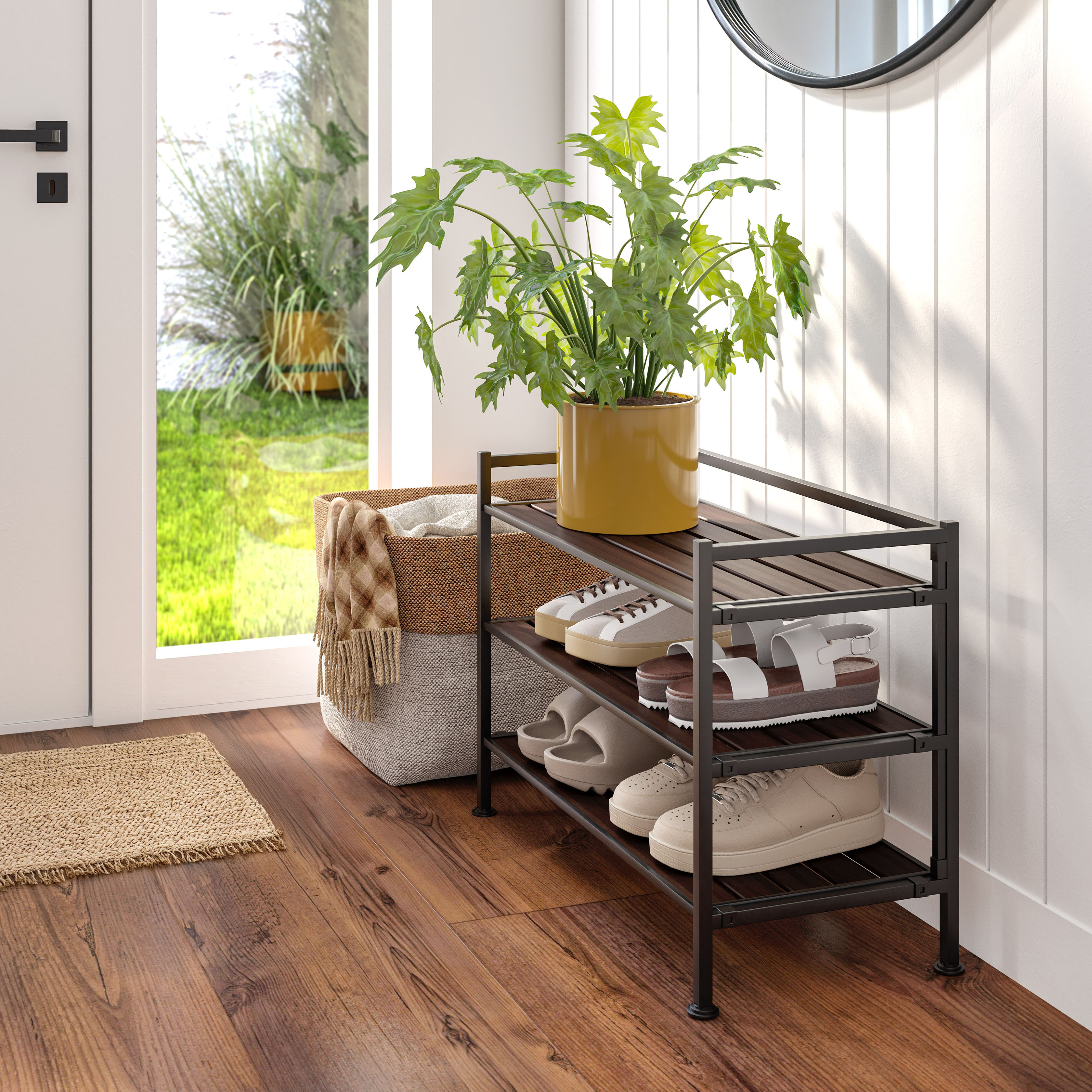 Seville Classics 3-Tier (12 Pair) Stackable Resin Shoe Storage Rack ...