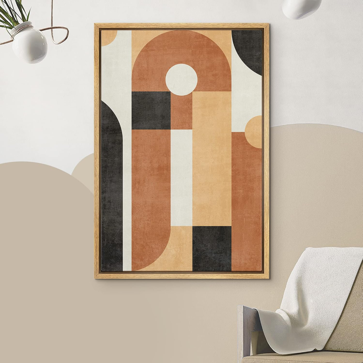 IDEA4WALL Mid Century Shape 1960s Brown Polygon Collage Abstract ...