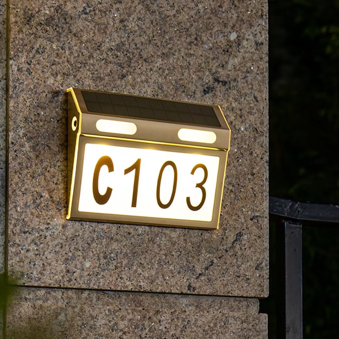Aptoco 1-Line Address Plaque With Lighting Sola Wall Lights House ...
