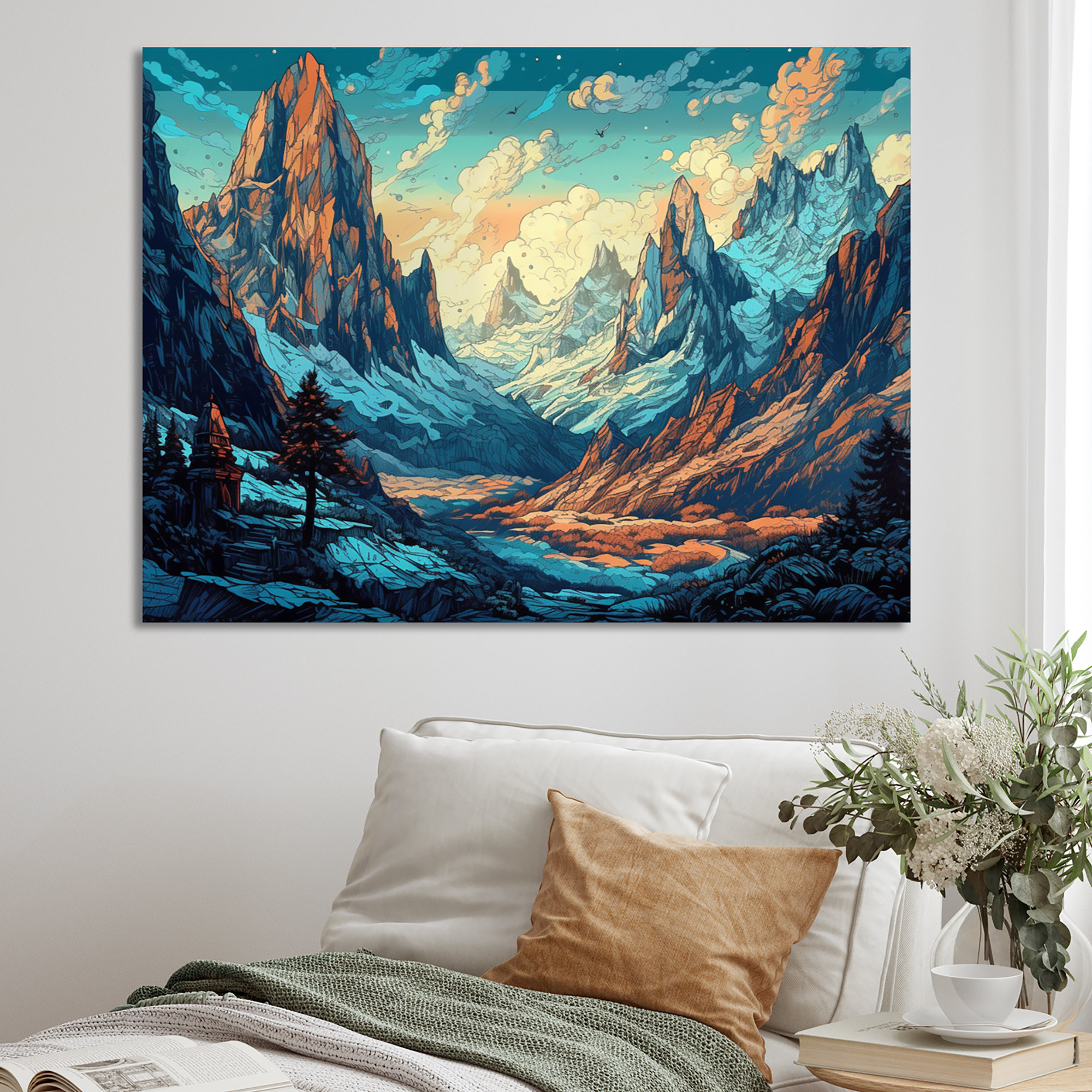 Millwood Pines Towering Mountain Peaks Swiss Alps I - Landscape ...