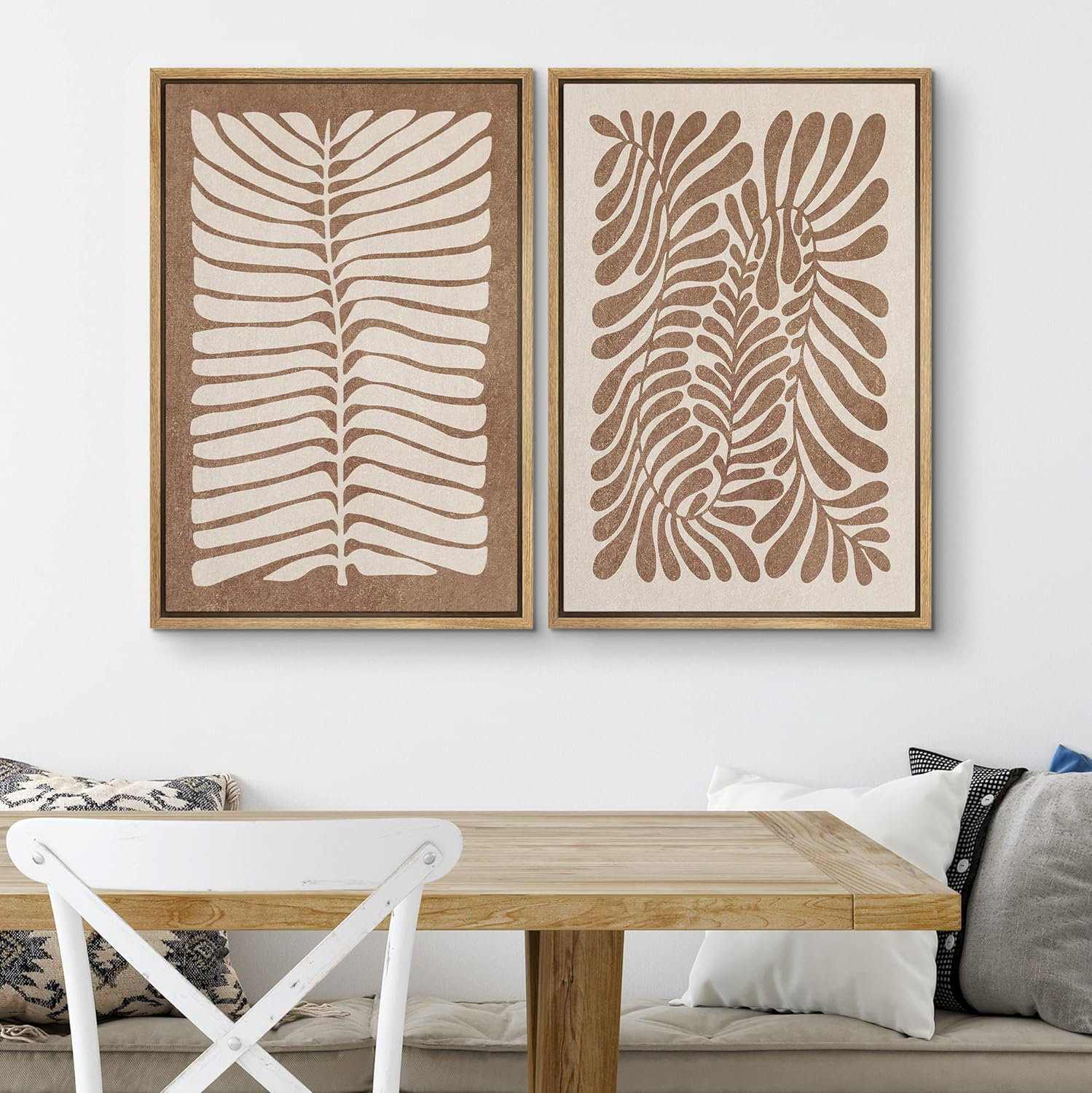 IDEA4WALL Abstract Botanical Mid-Century Retro Forest Leaf Collage ...