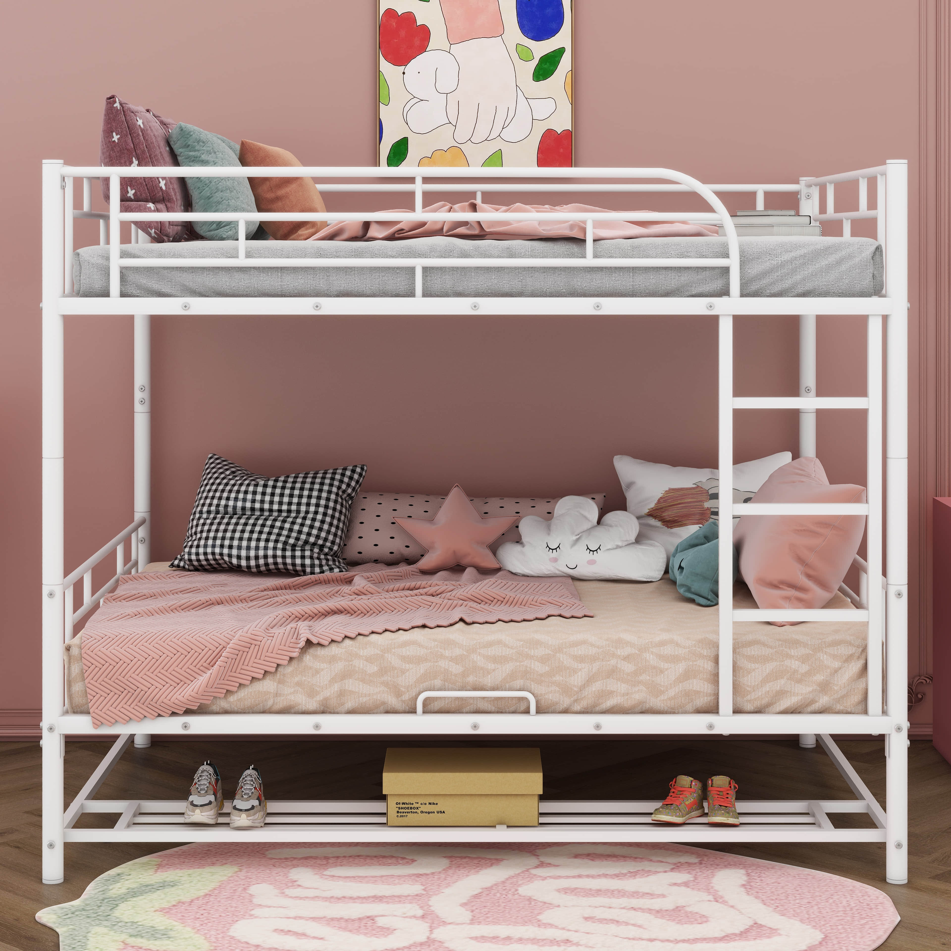 Isabelle & Max™ A Metal Bunk Bed Featuring Two Full Beds Stacked ...