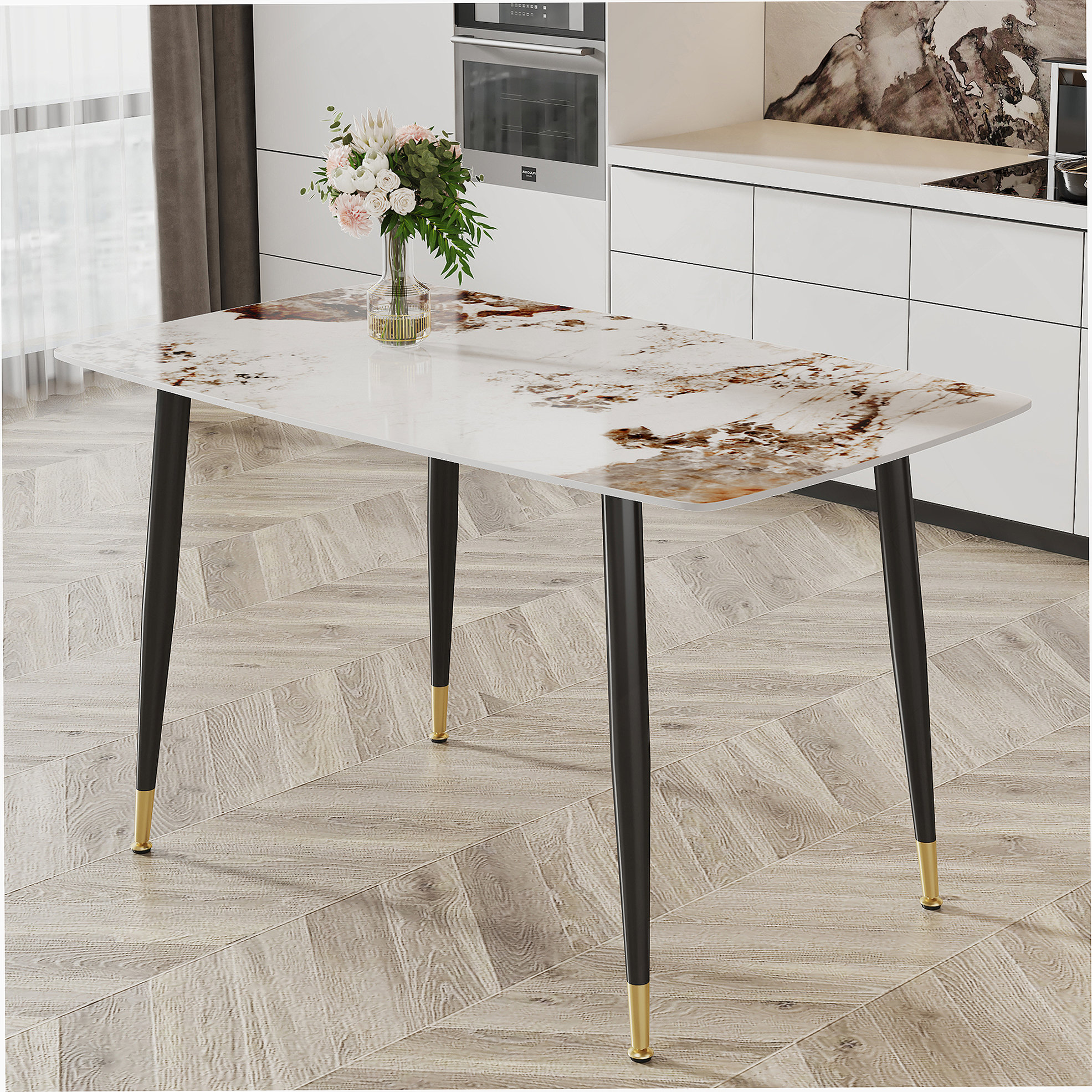 Wrought Studio™ Modern minimalist dining table. A patterned SINTERED ...