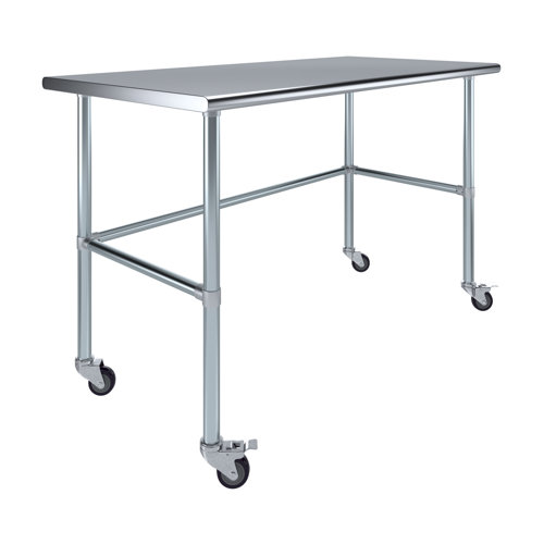Amgood Stainless Steel Open Base Work Table with Wheels & Reviews | Wayfair