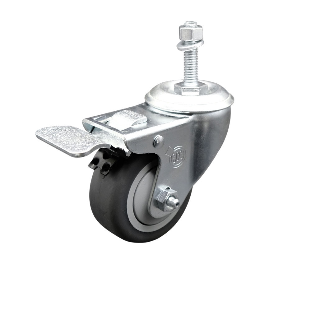 Service Caster Rubber Swivel 10mm Stem Caster with Total Lock Brake ...