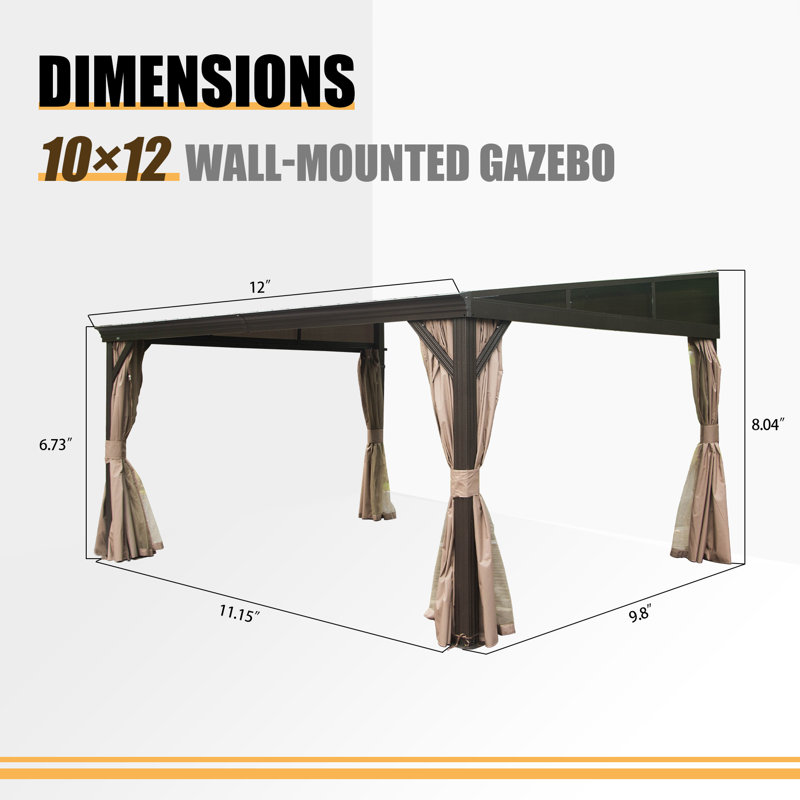 domi outdoor living Aluminum Patio Gazebo Lean to Wall Mounted Pergola ...