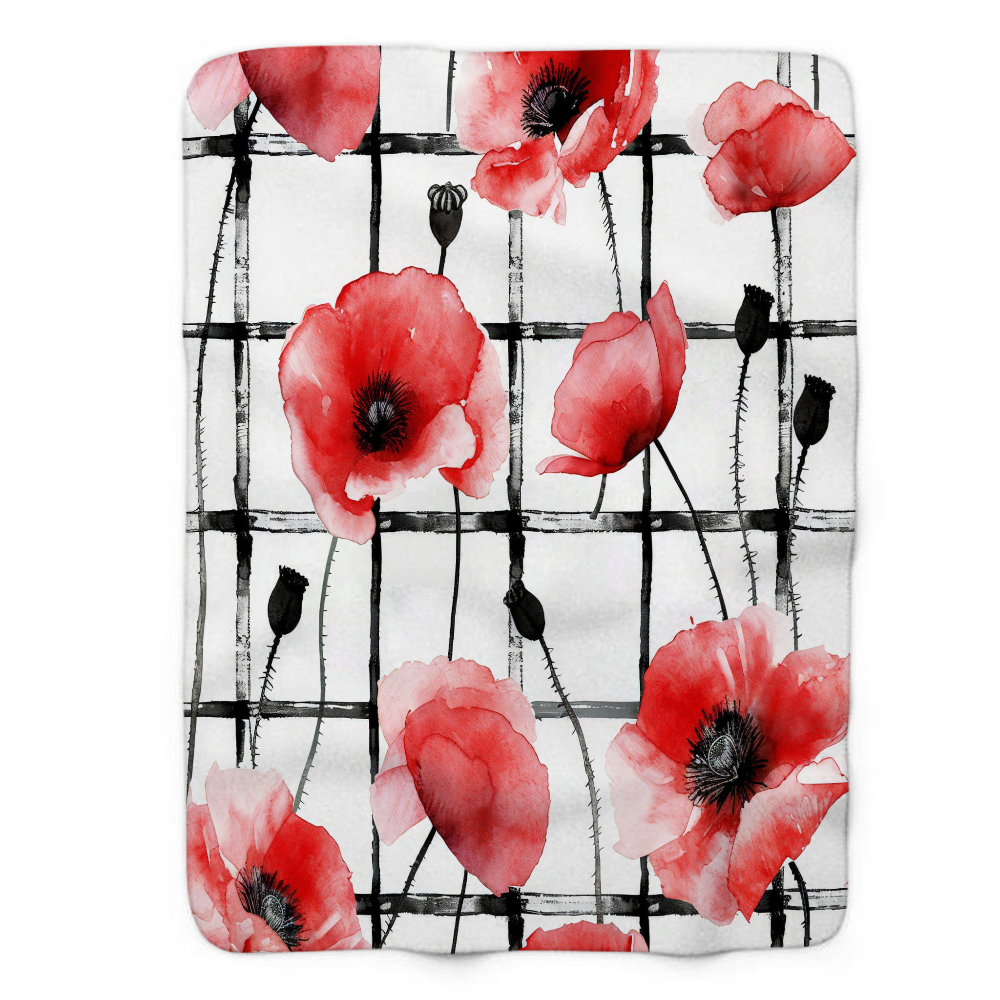 MentionedYou Delicate Poppy Whispers - 1 Piece Premium Sherpa B Throw ...