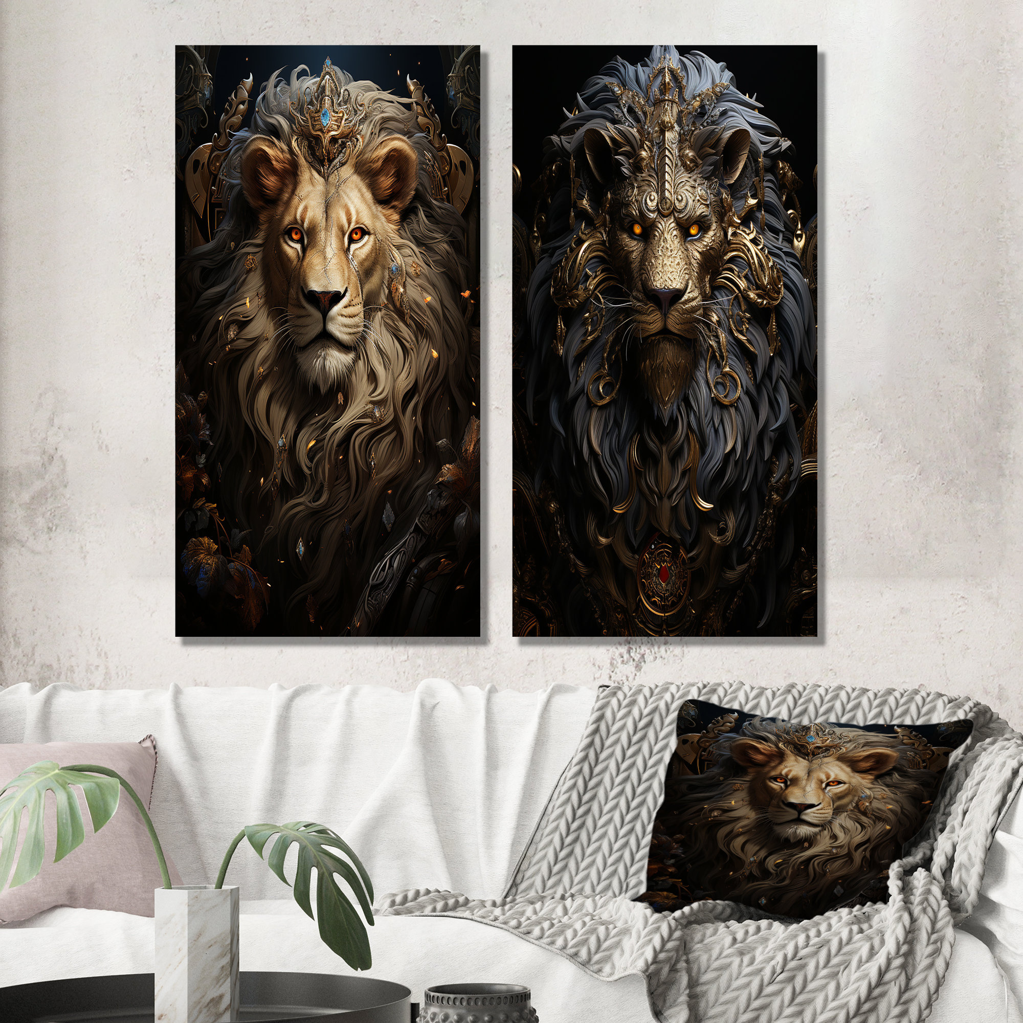 House of Hampton Regal Elegant Ruler Lion - Lion Metal Wall Art Living ...