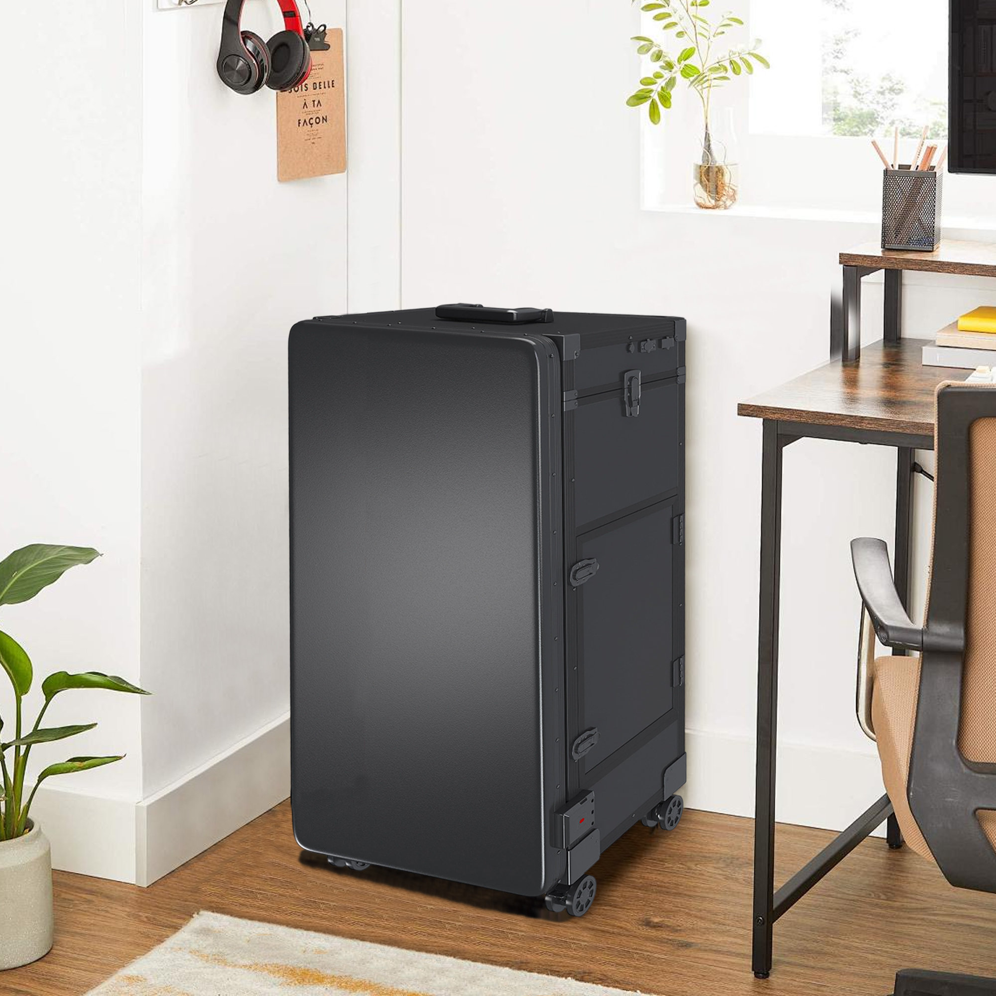 Orren Ellis Pink Portable Nail Table With Led Mirror, Bluetooth Speaker ...