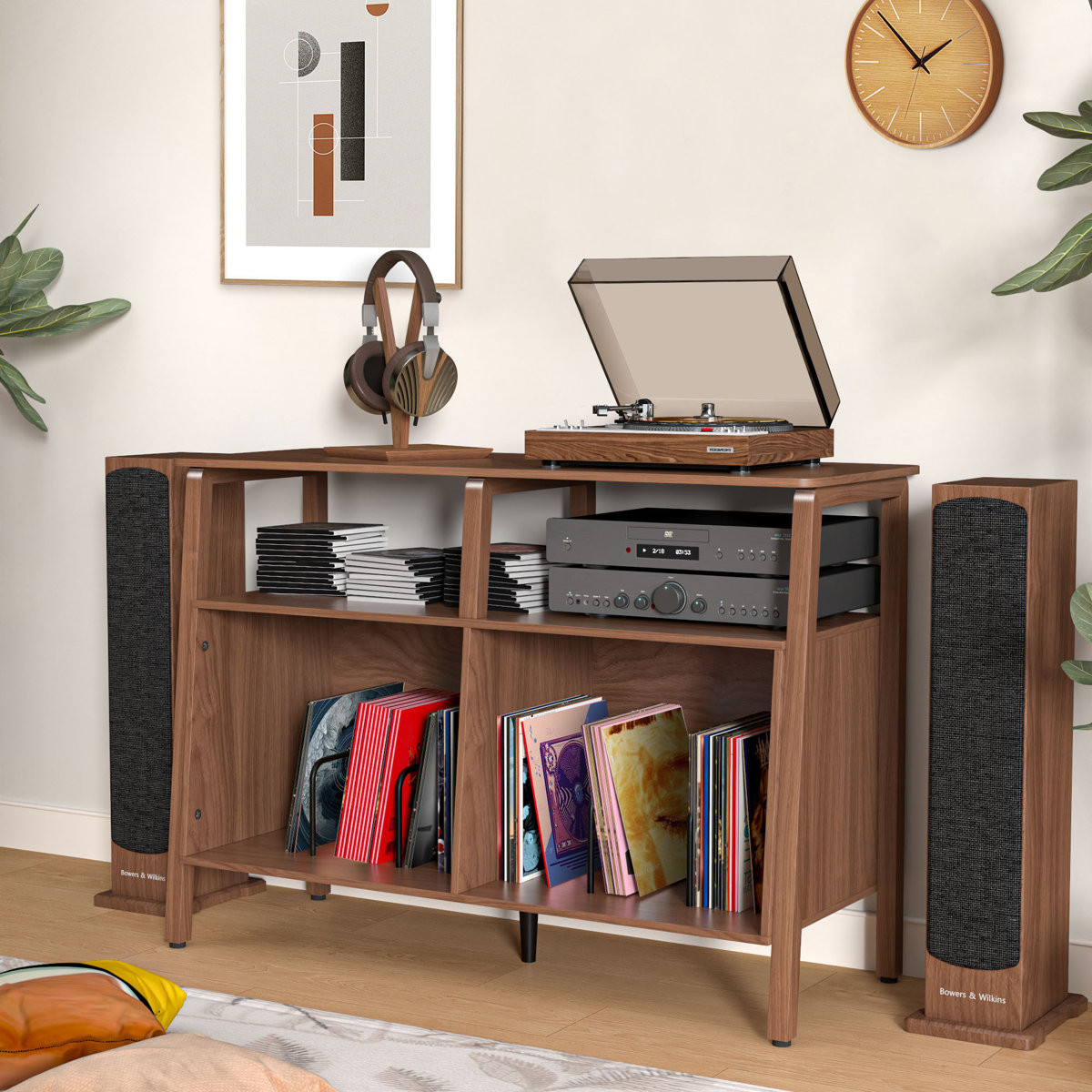 Ebern Designs Large Record Player Stand, Audio Rack, Record Turntable ...