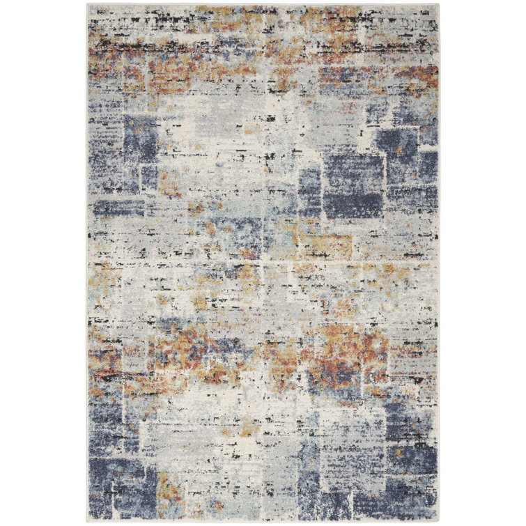 Wrought Studio™ Motion 5'3" x 7' Blue Multicolor Modern Indoor Rug ...