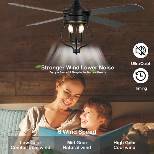 Lark Manor™ 52" 4-Blade Reversible Ceiling Fan With Remote Control And ...