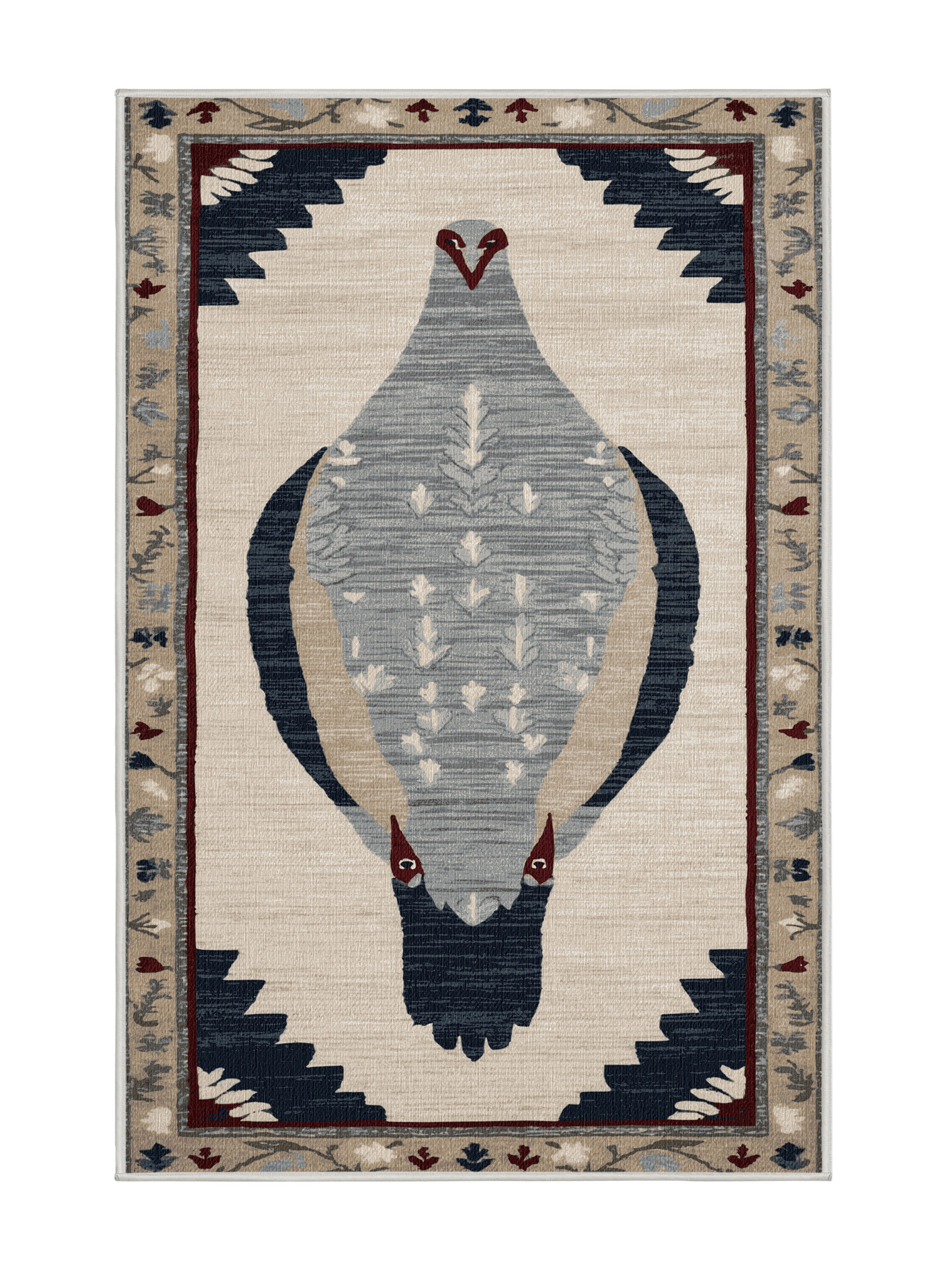 One Allium Way® Washable Red eyed Dove Birds Area Rug | Wayfair