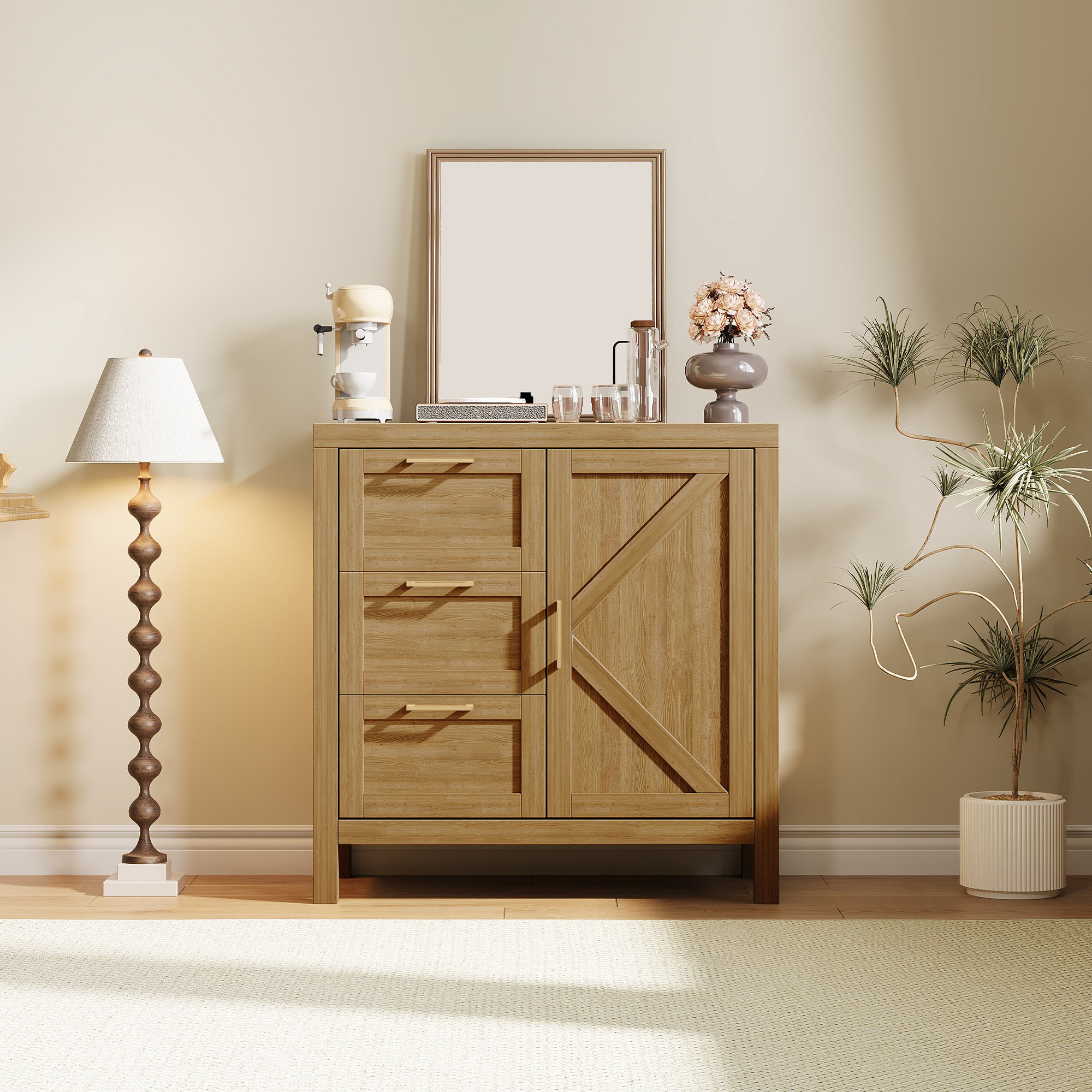 Blue Elephant Buffet Cabinet with Storage, Wooden Storage Cabinet ...
