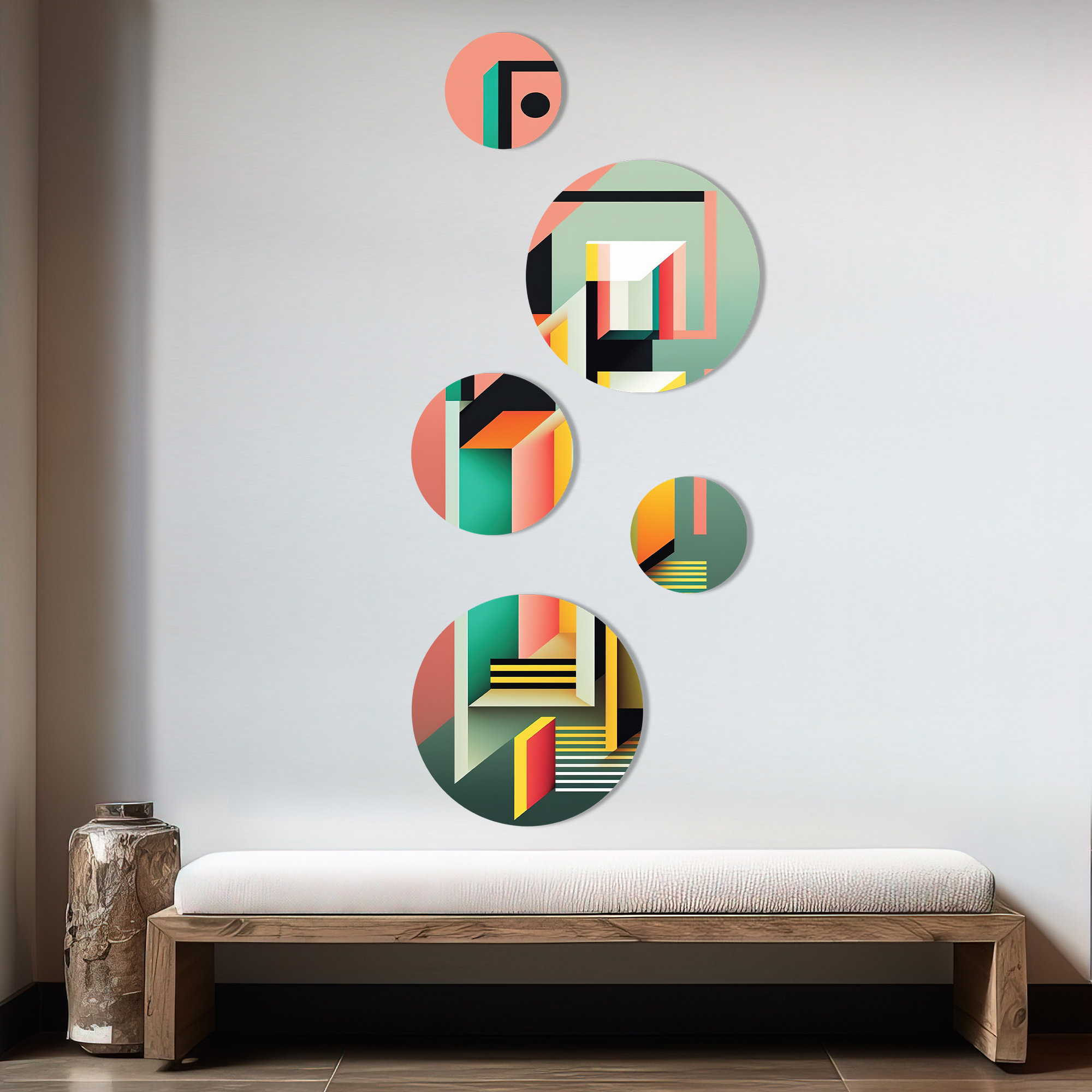 Design Art Retro Elementary Geometrics VI - Modern Geometric Metal Wall ...