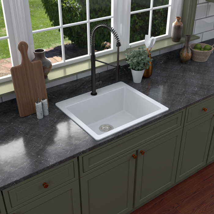 Karran Quartz 25'' X 22'' Single Bowl Drop-in Kitchen Sink & Reviews ...