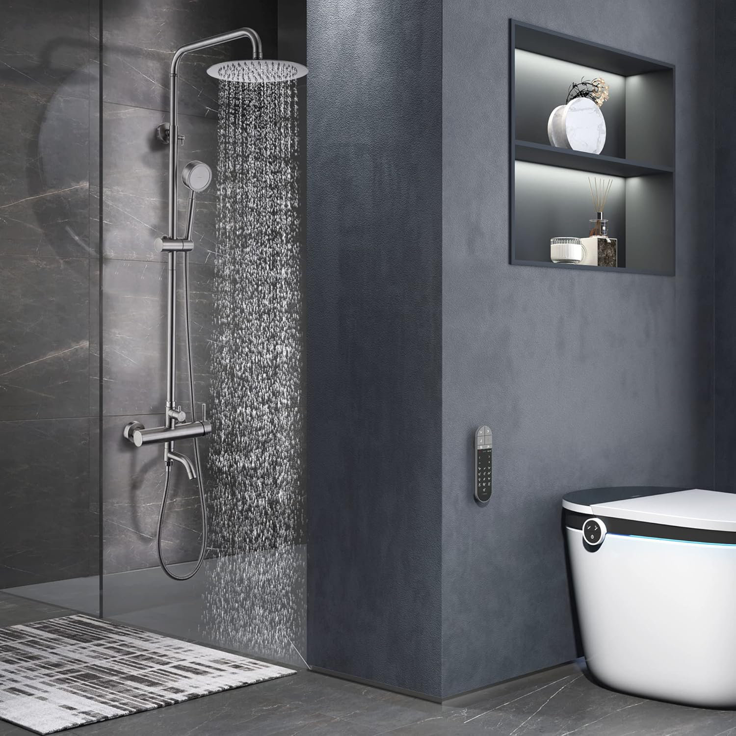 GRIJOL Outdoor Shower Kit Brushed Nickel High Pressure Shower Head With ...