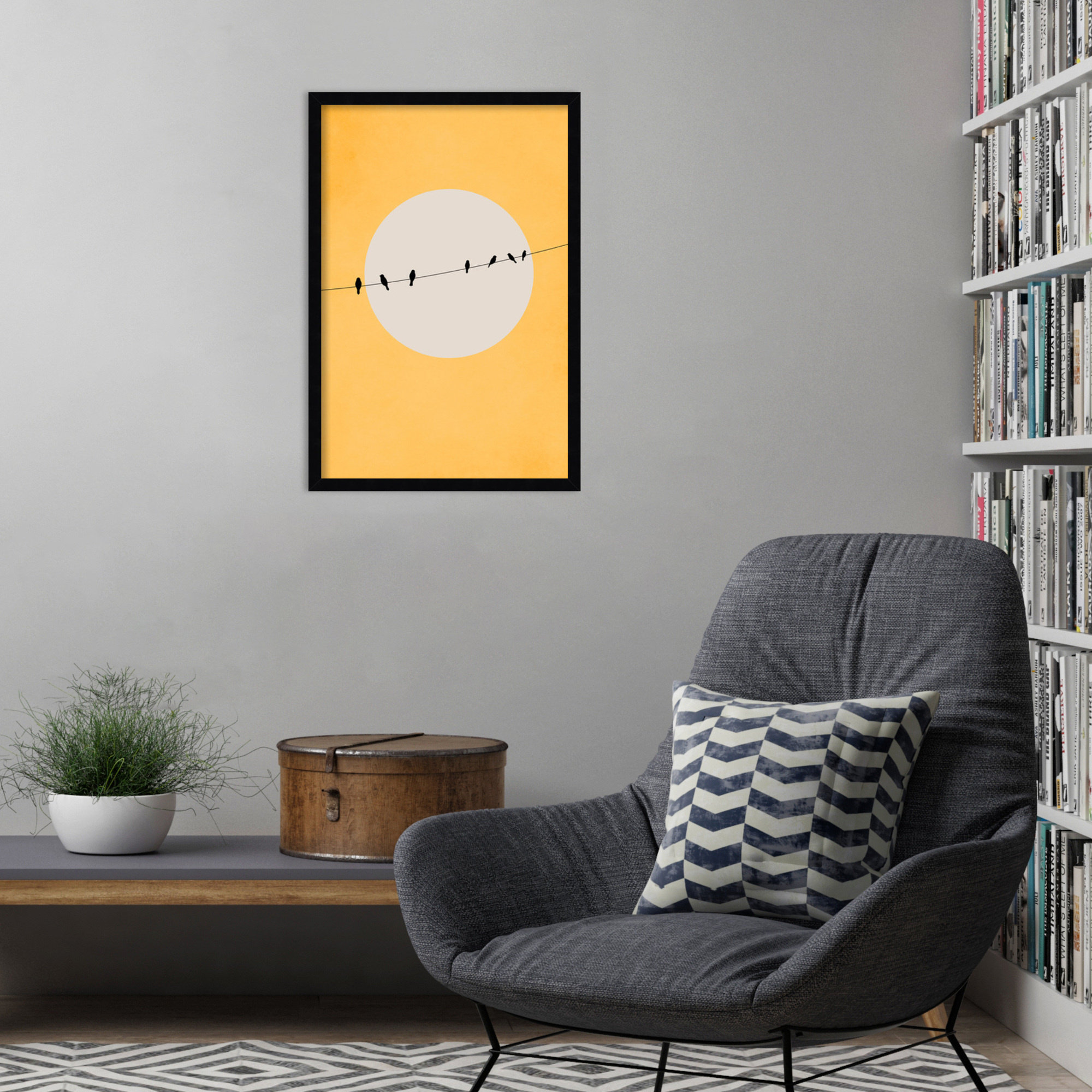 George Oliver Chirping and Chilling by Clouser Wood Framed Wall Art ...