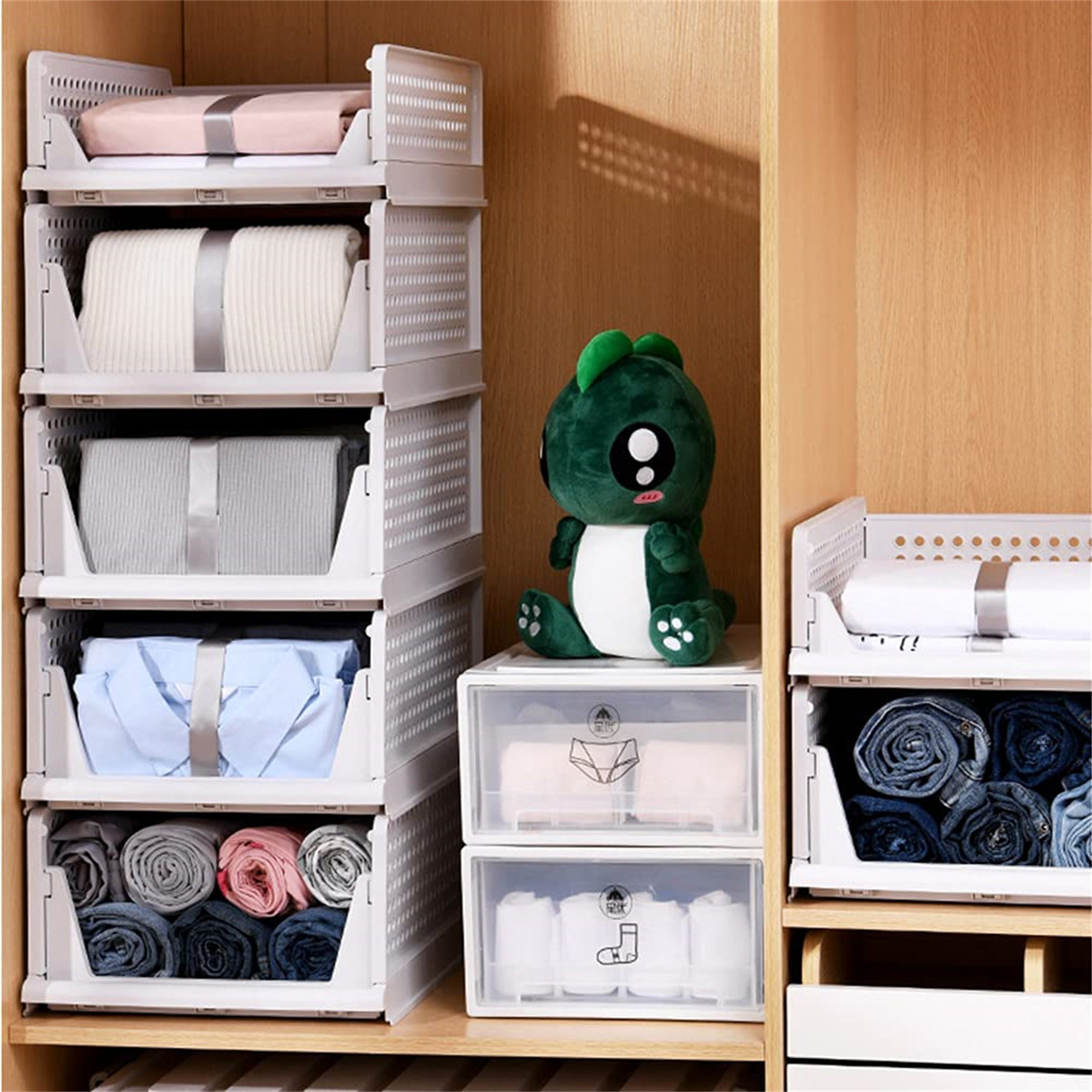 Rebrilliant Plastic Stackable Clothes Drawers For Wardrobe, Basket For ...