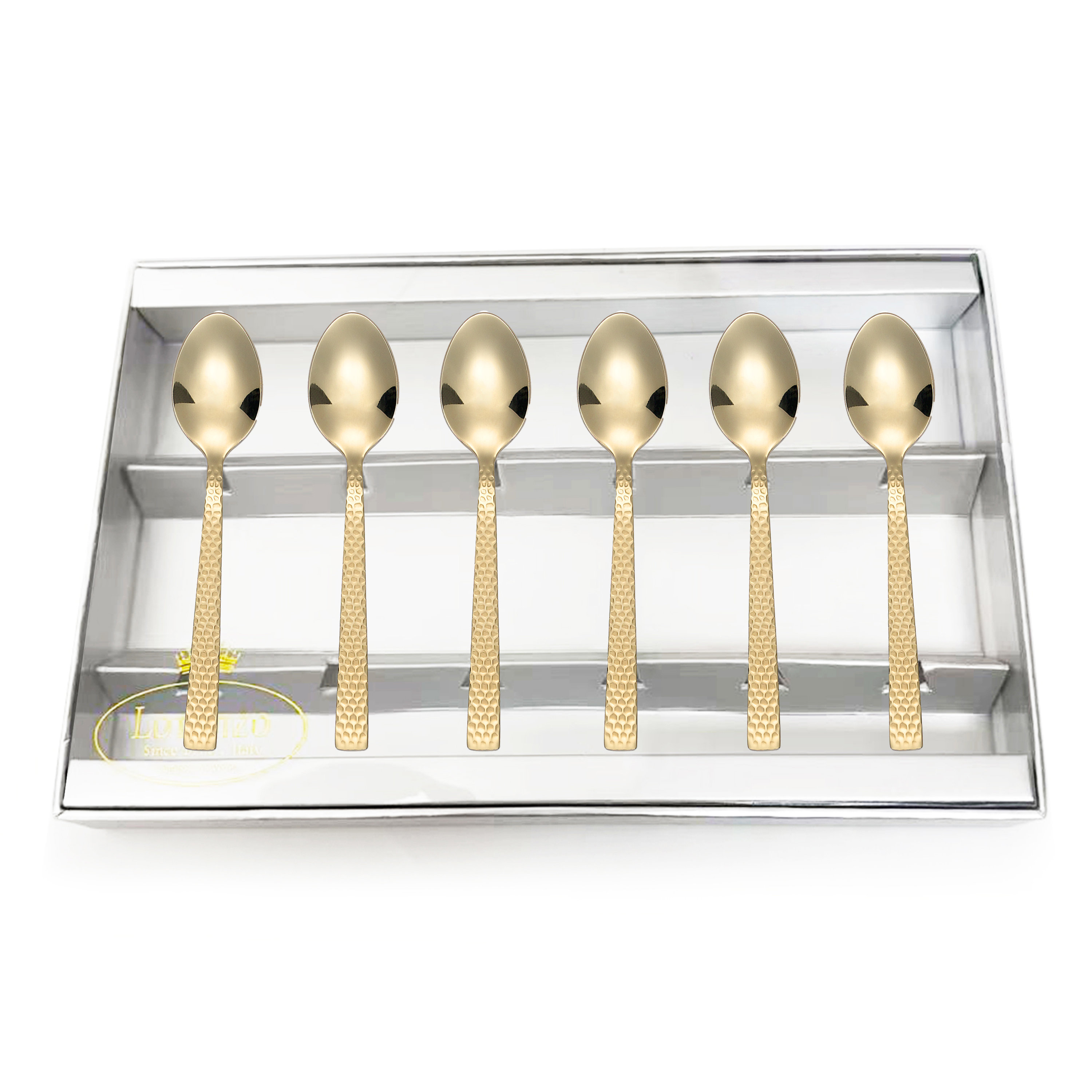 Lorren Home Trends Demitasse Spoons, 4.5 inches, , Textured Handle, Set ...