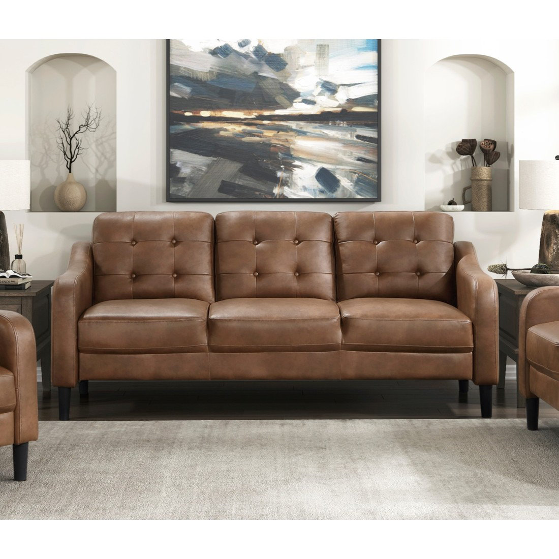 Millwood Pines Evencio Modern Sofa Polished Microfiber Upholstered 1Pc ...