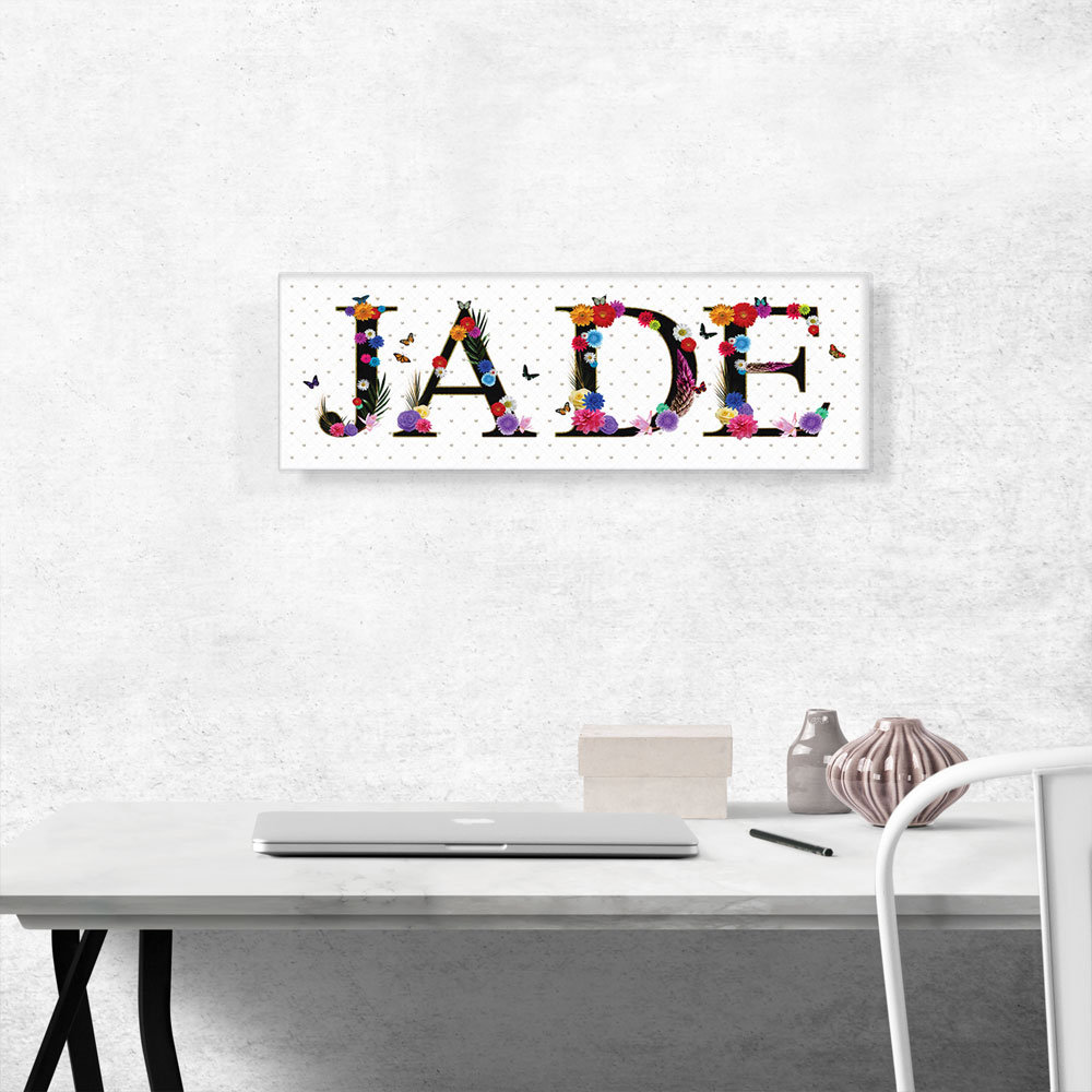 ARTCANVAS JADE Girls Name - 3 Piece Wrapped Canvas Panoramic Textual ...