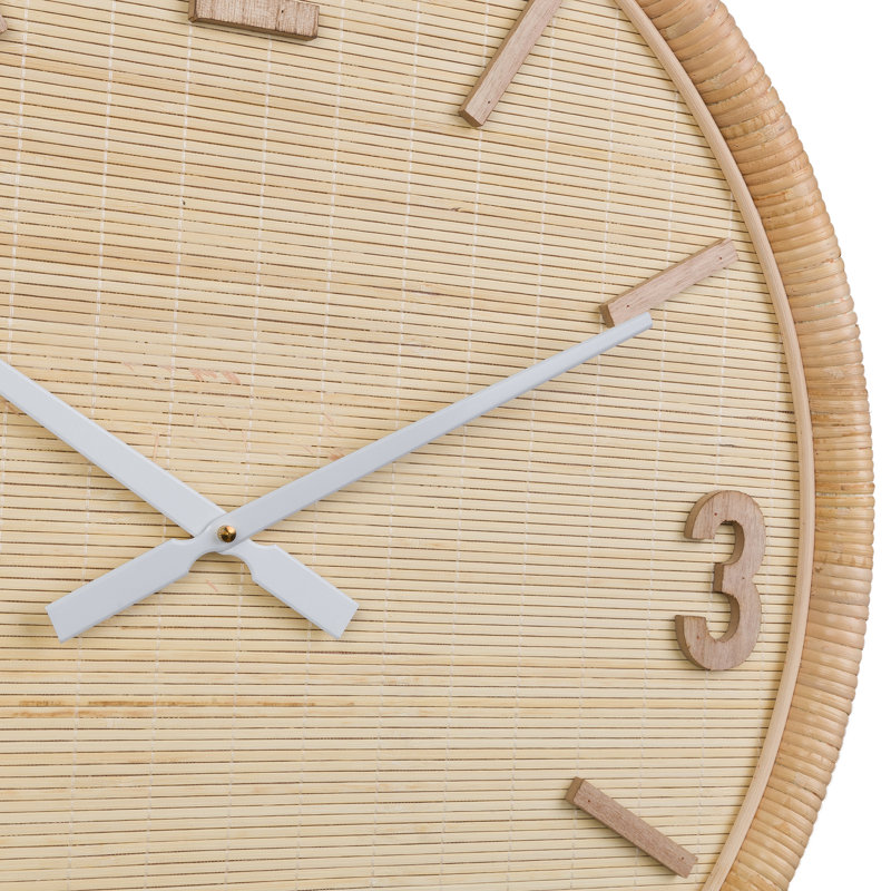 Bayou Breeze Oriana Round Woven Rattan Farmhouse Wall Clock | Wayfair