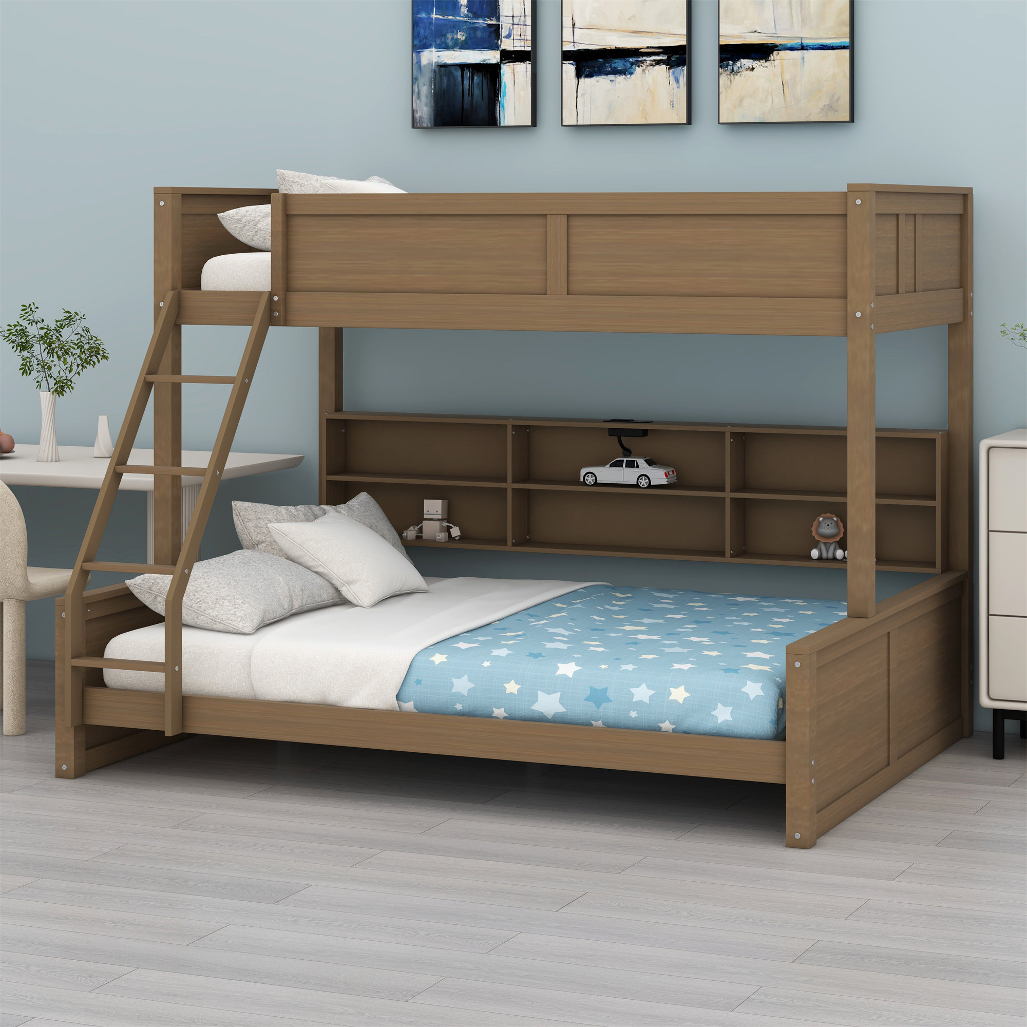Latitude Run® Bunk Bed With Storage Cabinets And USB Ports | Wayfair