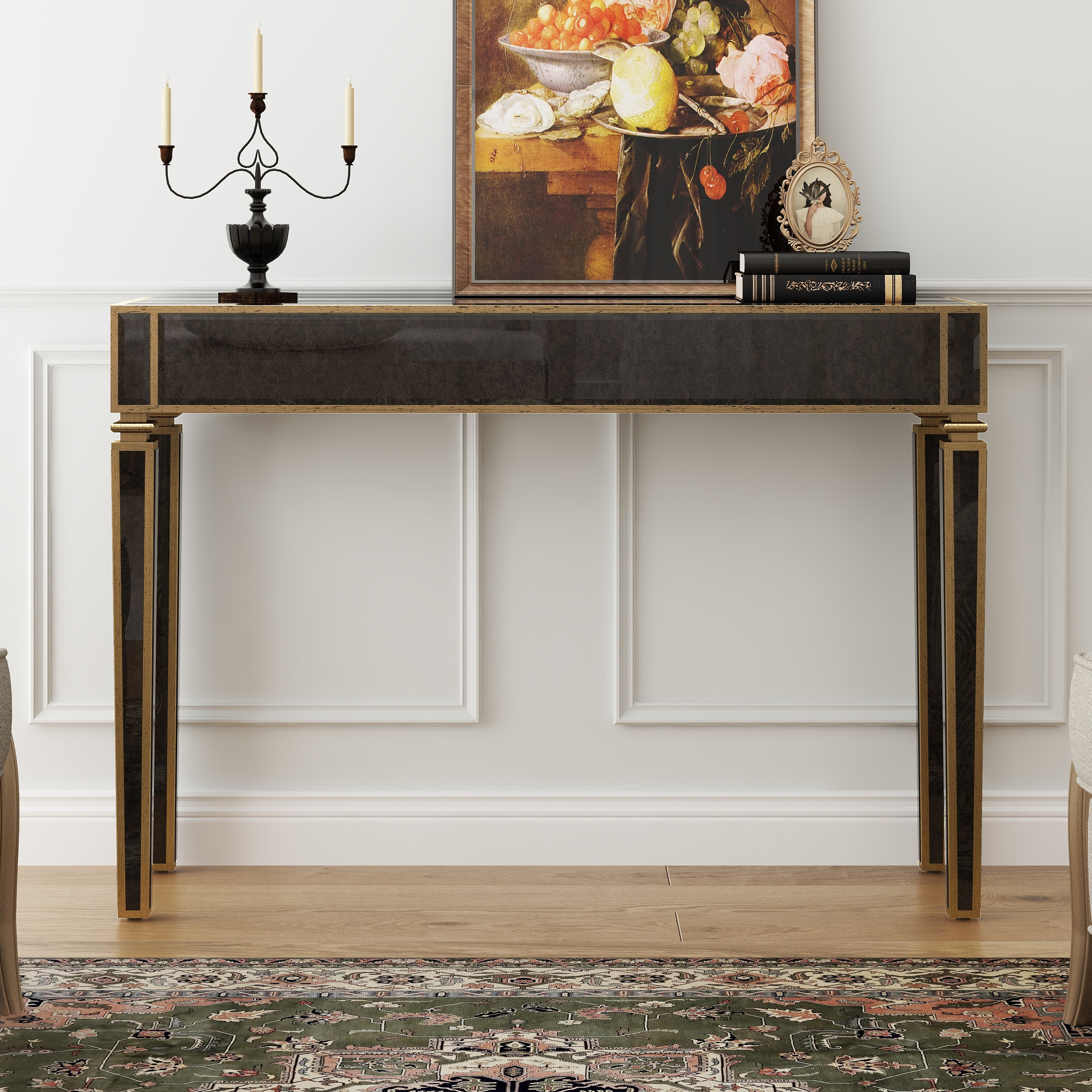 House of Hampton® Adelais Vintage Mirrored Glass Console Table ...